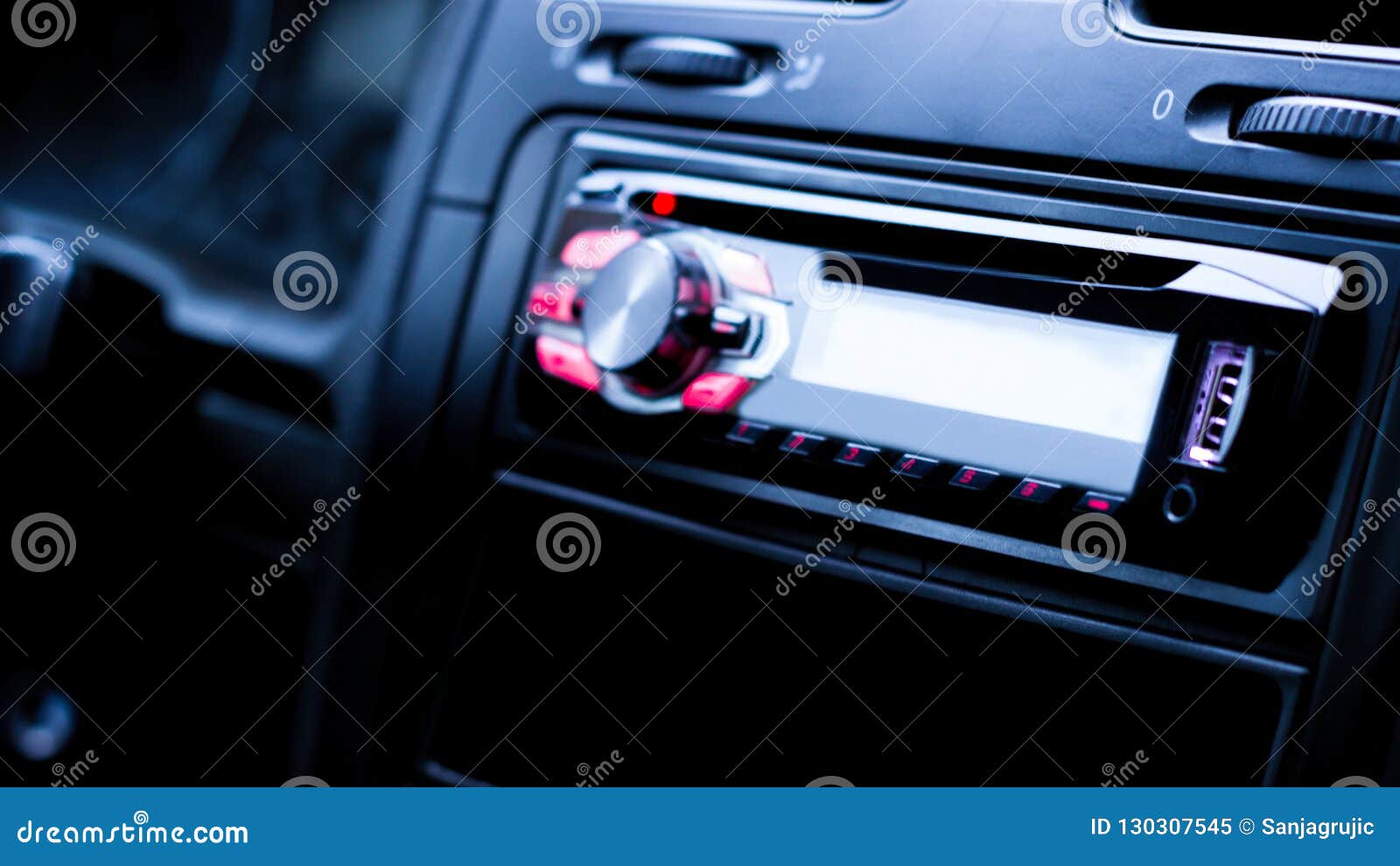 Inside of the Car, Radio. Multimedia Stock Image - Image of mode ...