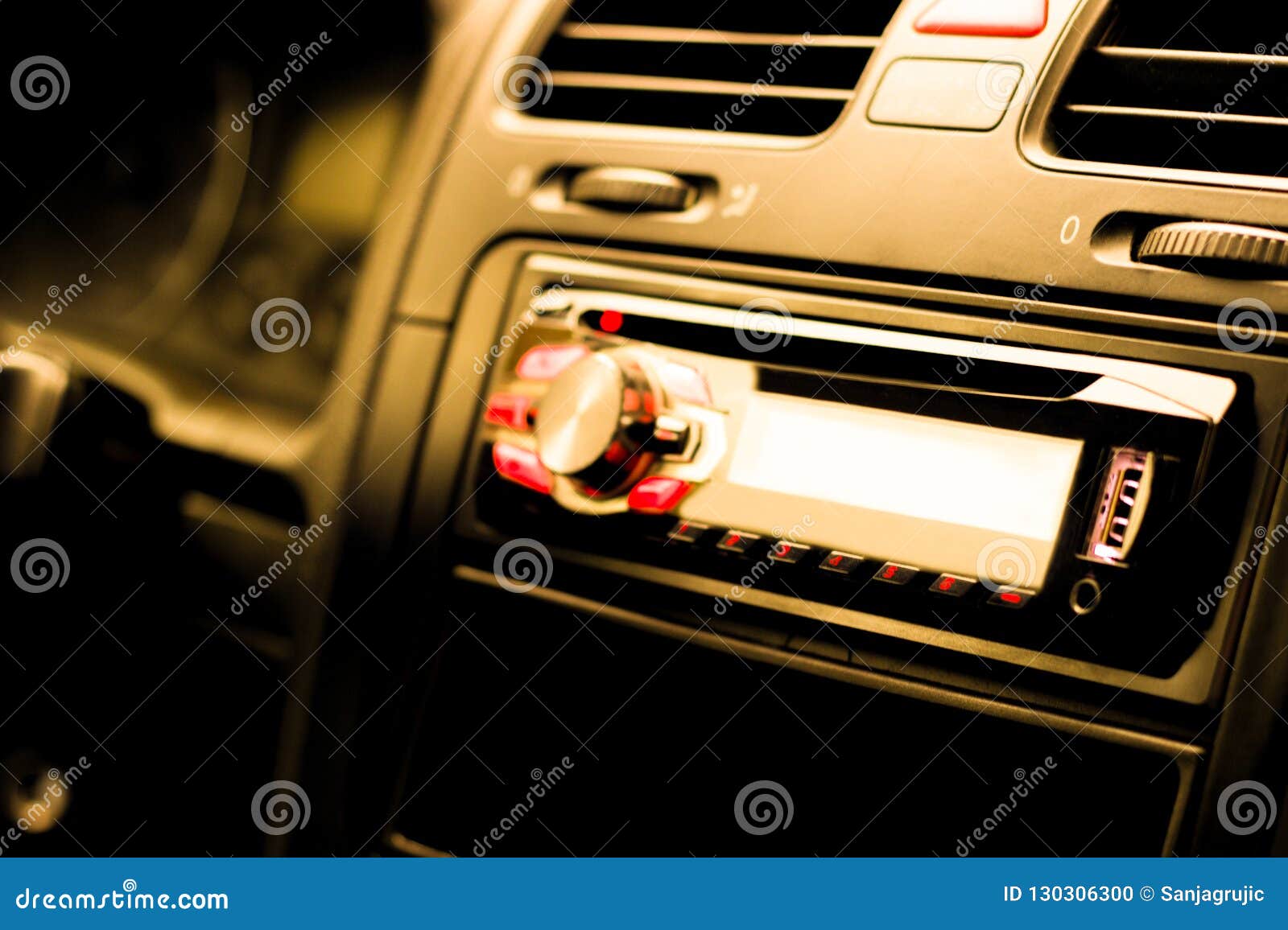 Inside of the Car, Radio. Multimedia Stock Photo - Image of equipment ...