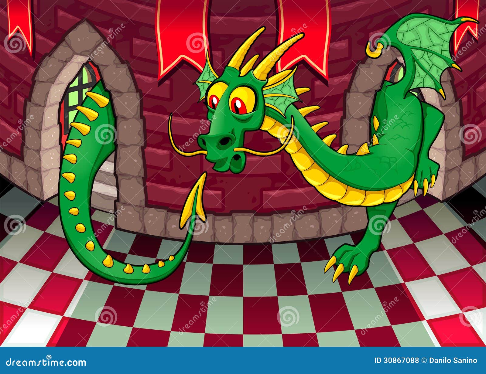 Inside the Castle with Dragon. Stock Vector - Illustration of fortress ...