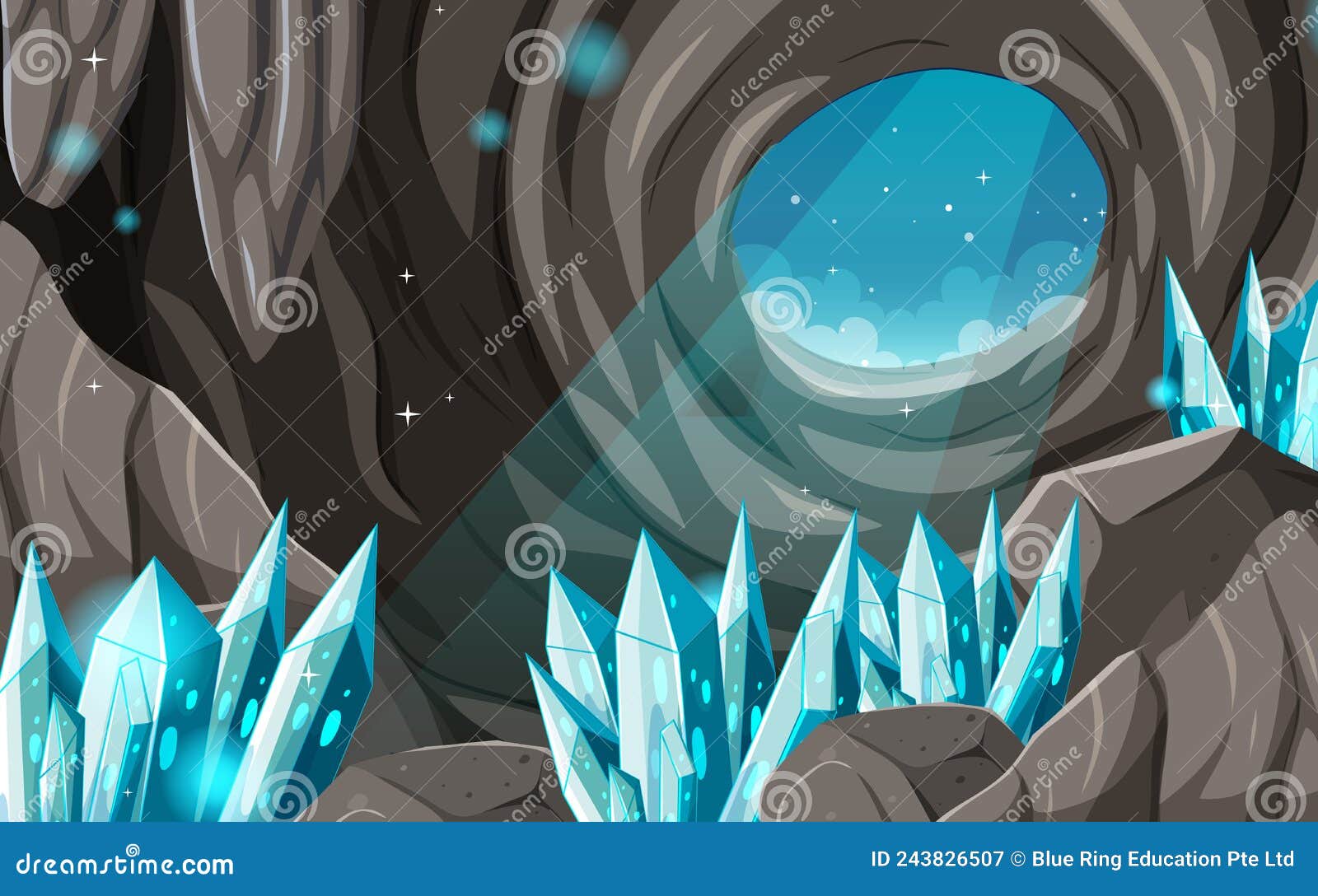 Inside Cave Landscape in Cartoon Style Stock Vector - Illustration of ...