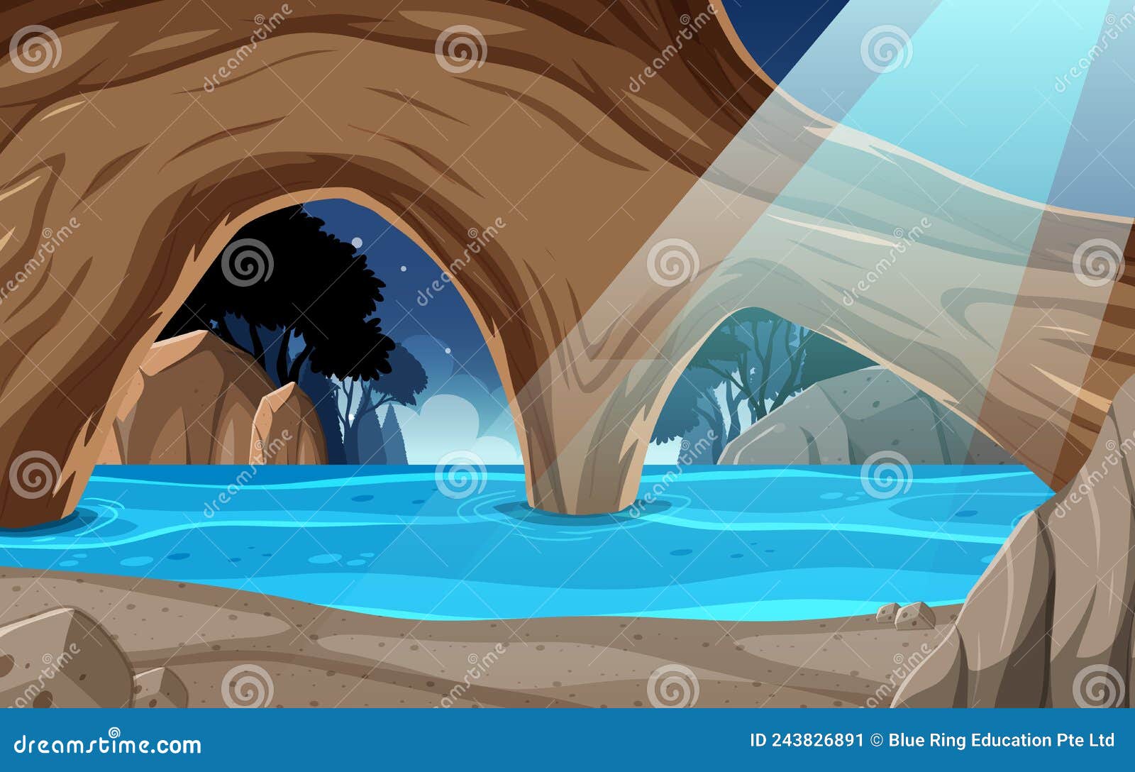 Inside Cave Landscape in Cartoon Style Stock Vector - Illustration of ...