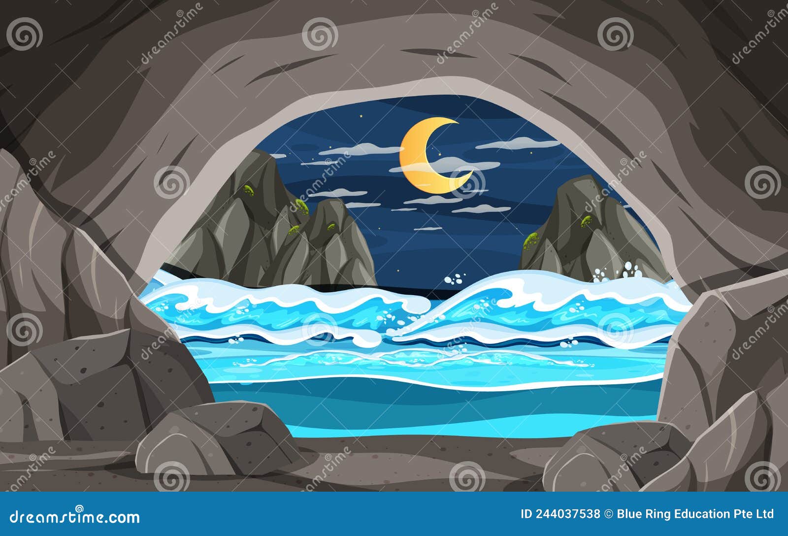 Inside Cave Landscape in Cartoon Style Stock Vector - Illustration of ...