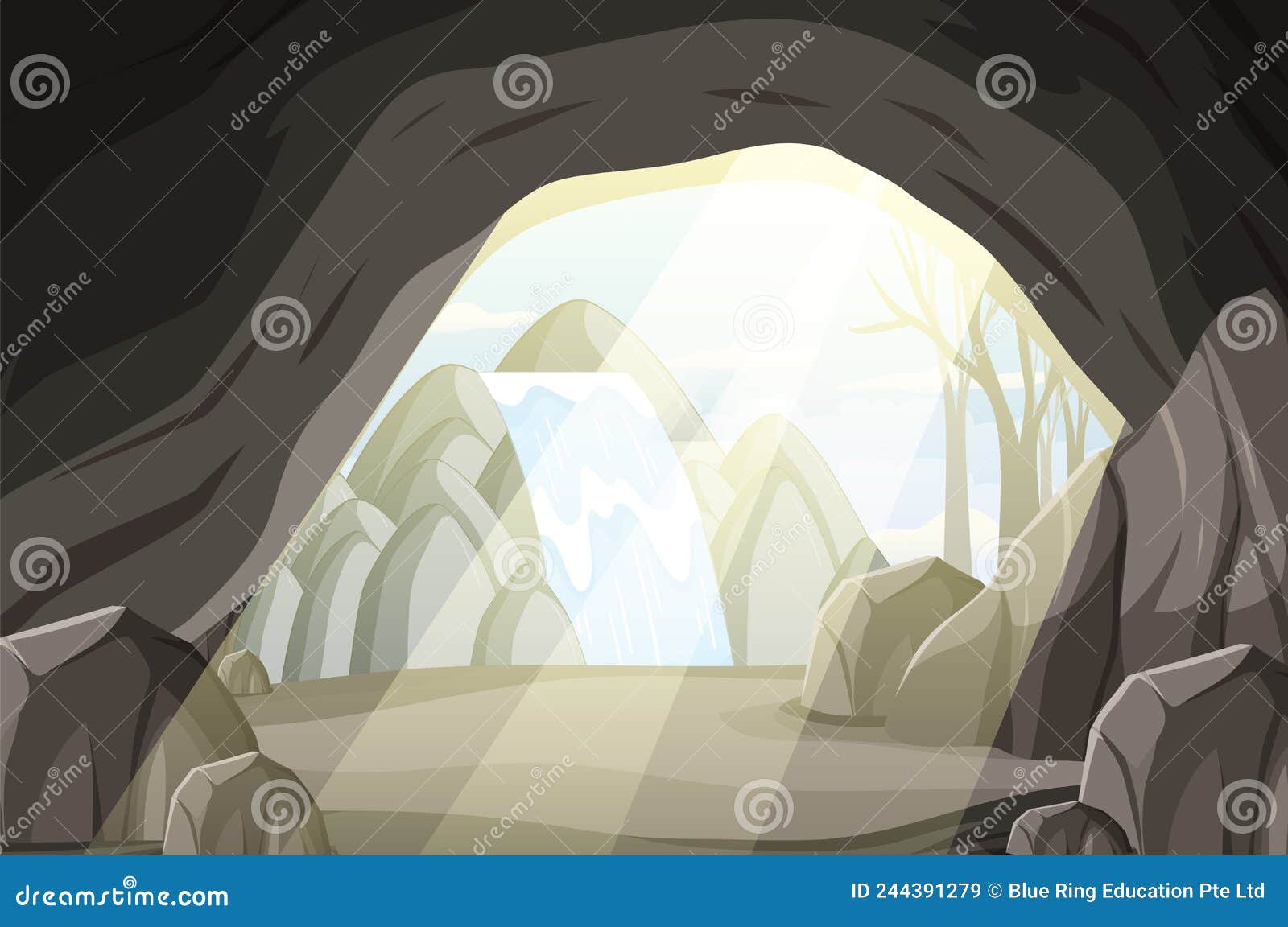 Inside Cave Landscape in Cartoon Style Stock Vector - Illustration of ...