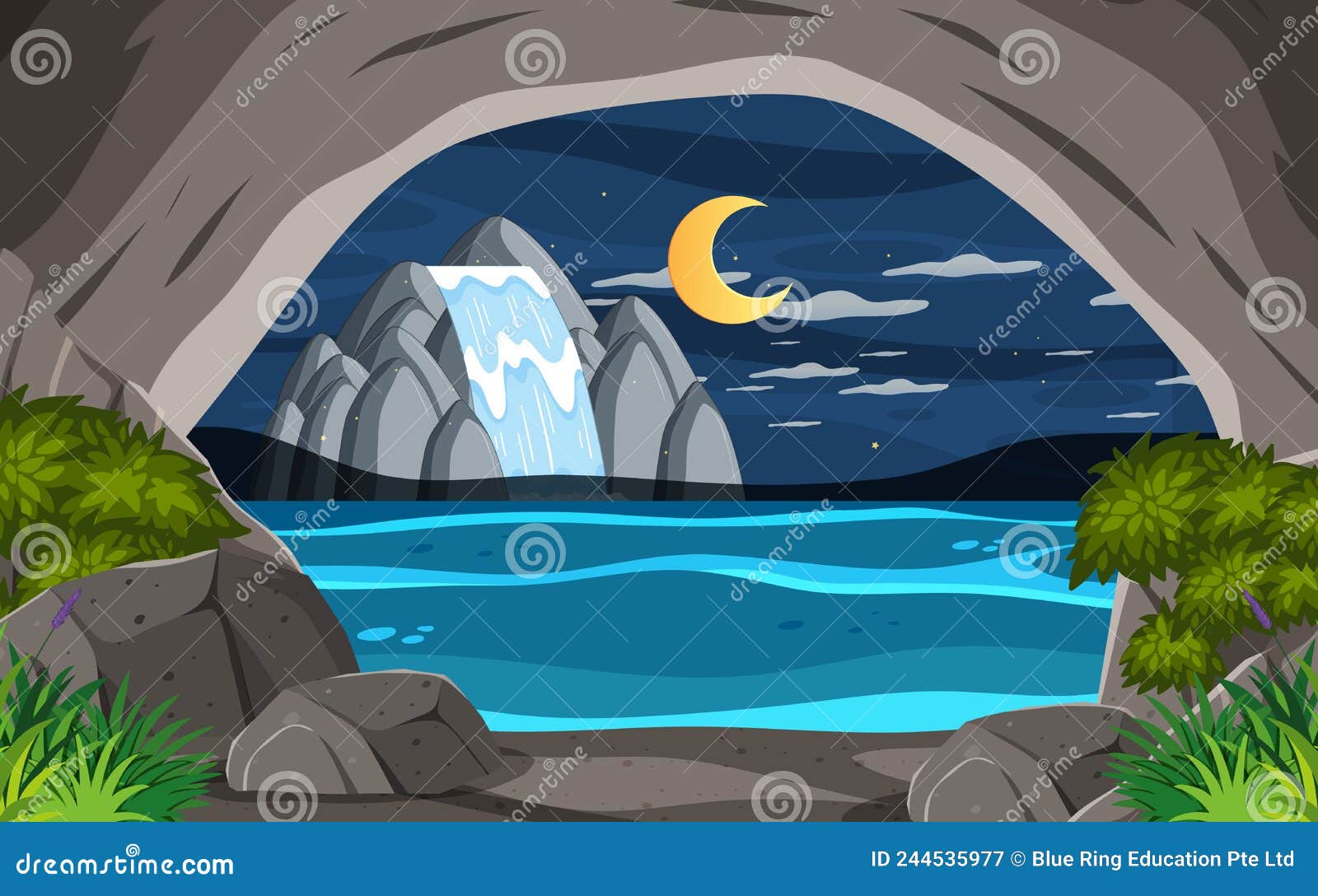 Inside Cave Landscape in Cartoon Style Stock Vector - Illustration of ...