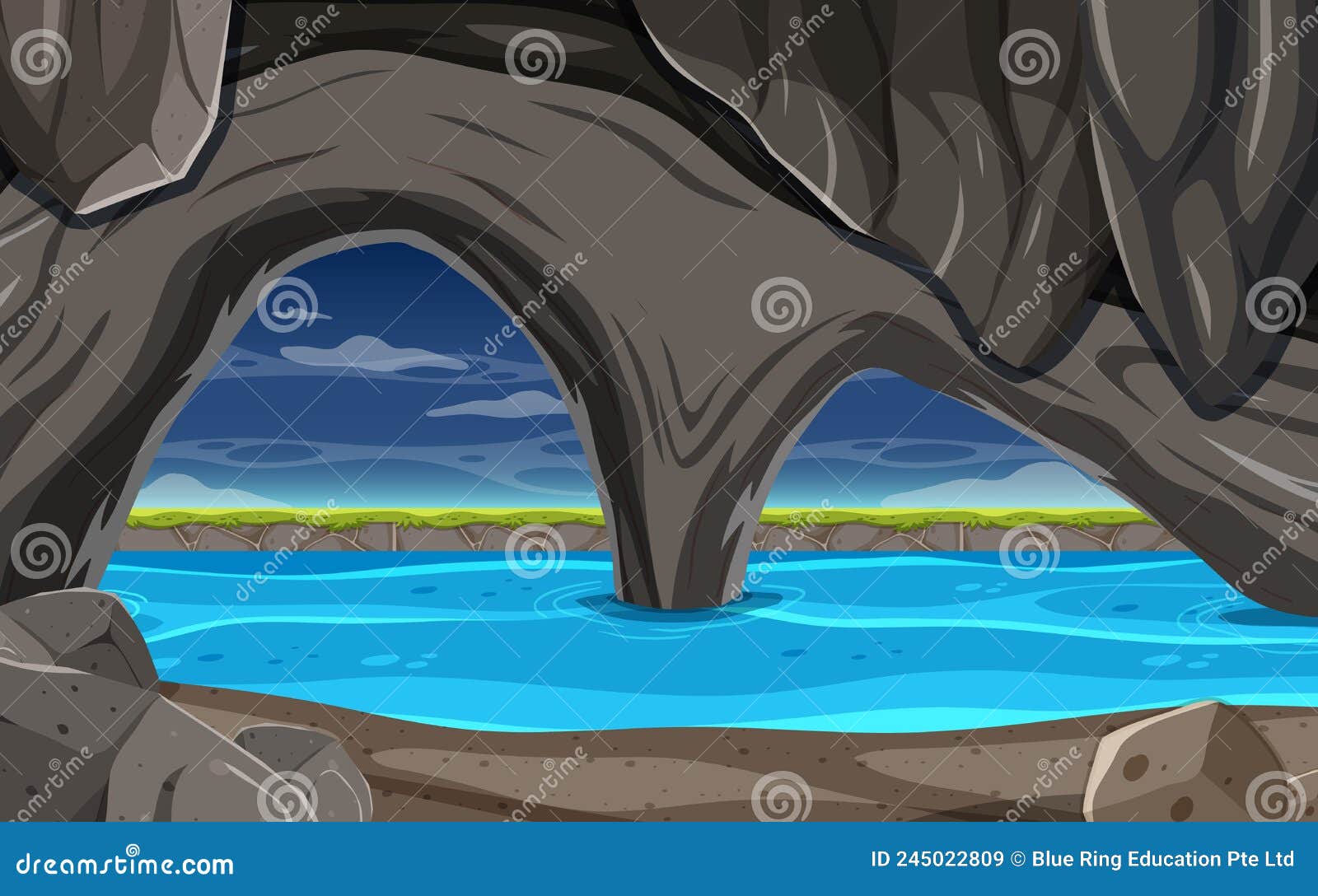Inside Cave Landscape in Cartoon Style Stock Vector - Illustration of ...