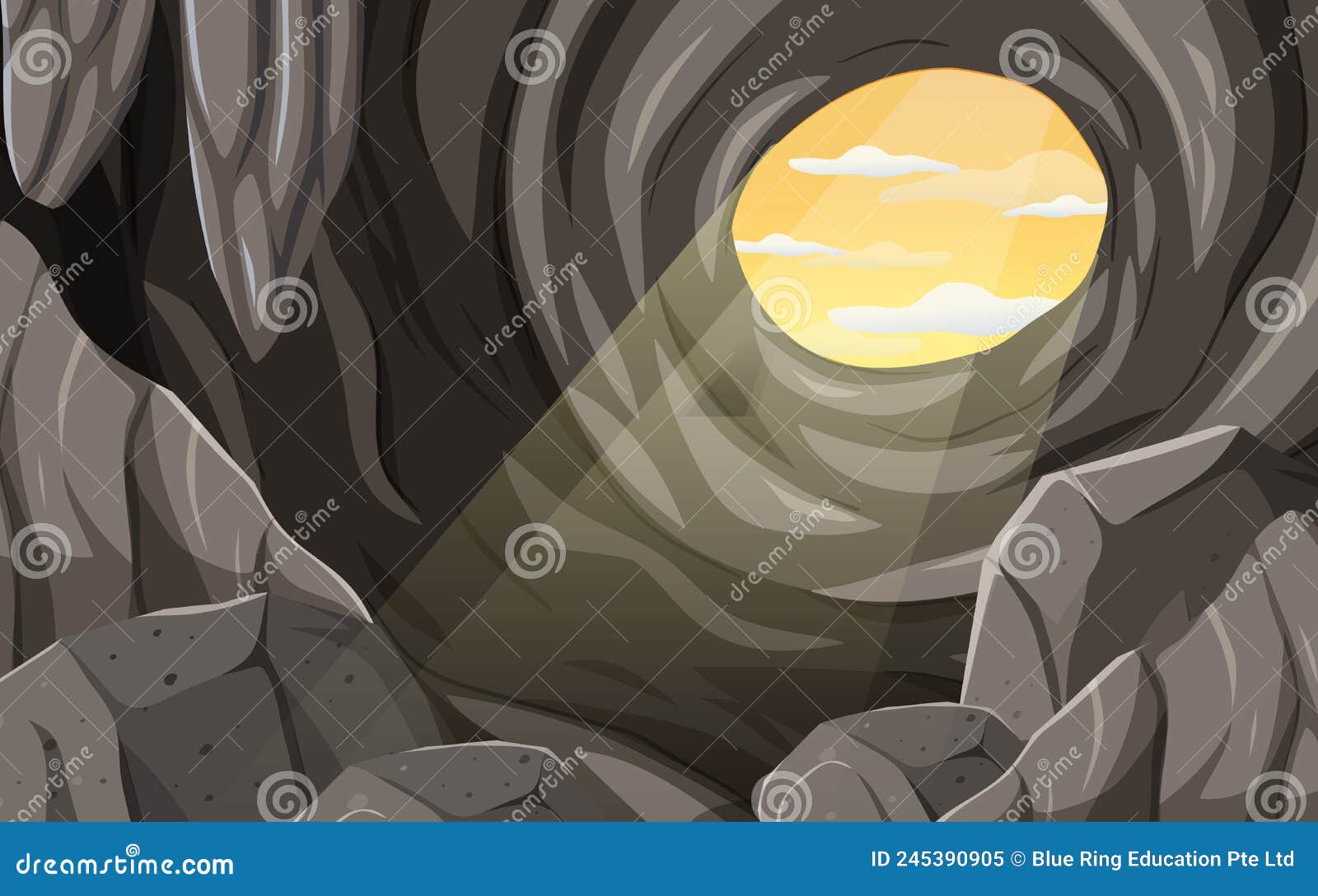 Inside Cave Landscape in Cartoon Style Stock Vector - Illustration of ...
