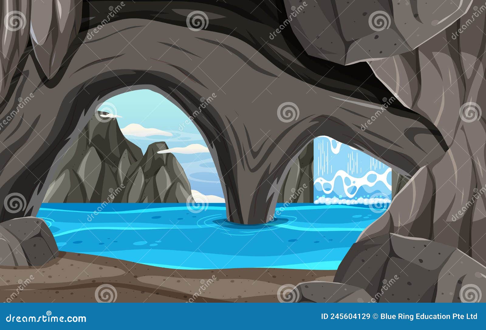 Inside Cave Landscape in Cartoon Style Stock Vector - Illustration of ...