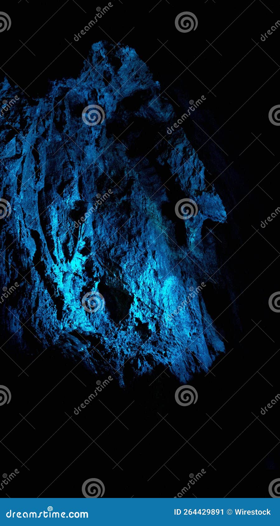 Inside of a Cave Lit Up in Blue Light Stock Image - Image of japan ...