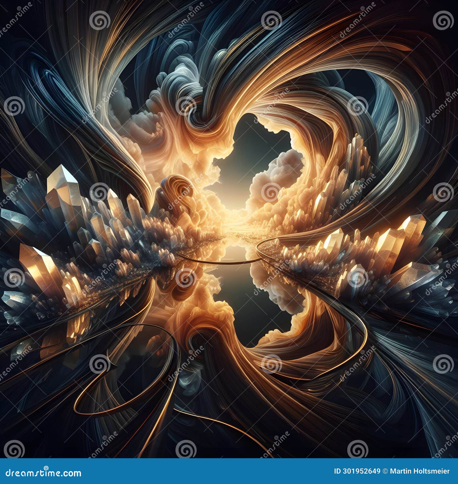 Inside Cave Made of Marble, Gold, Quartz with Water Reflection Stock ...