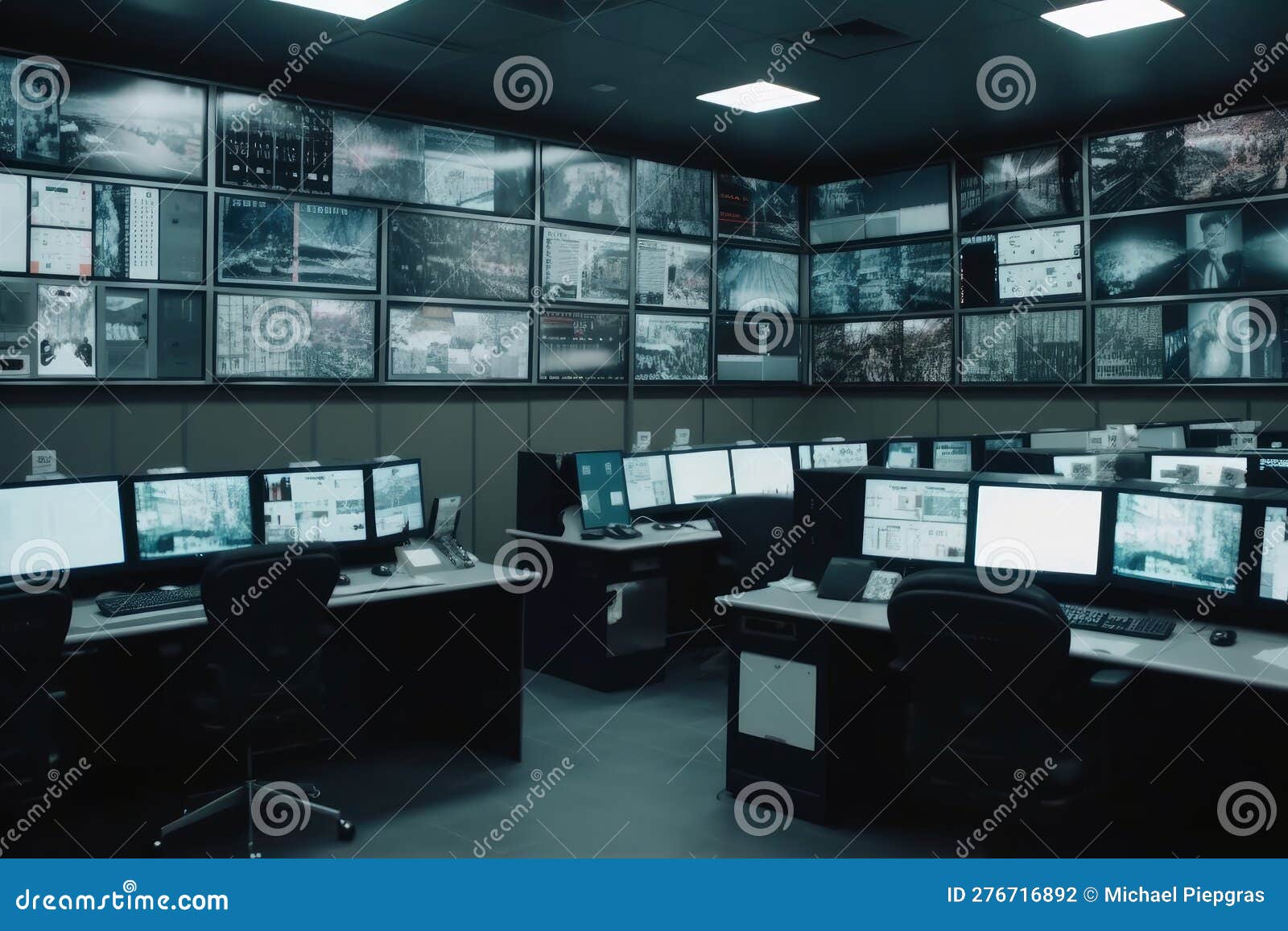 Inside a Cctv Control Room with Many Monitors Showing Camera Footage ... Inside a Cctv Control Room with Many Monitors Showing Camera Footage ...