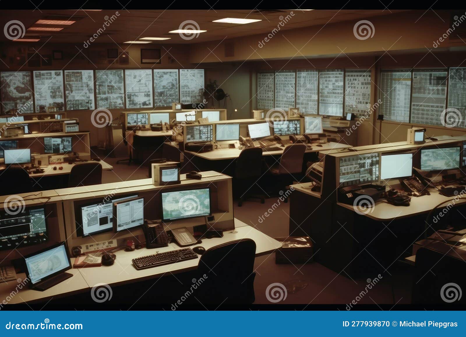 Inside a Cctv Control Room with Many Monitors Showing Camera Footage ...