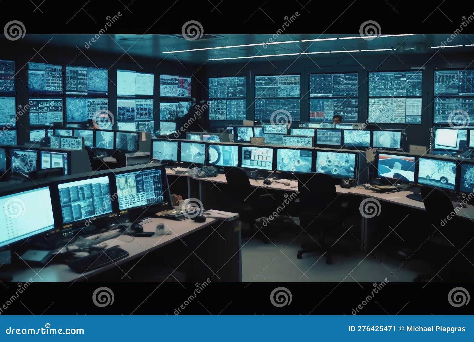 Inside A Cctv Control Room With Many Monitors Showing Camera Footage ...