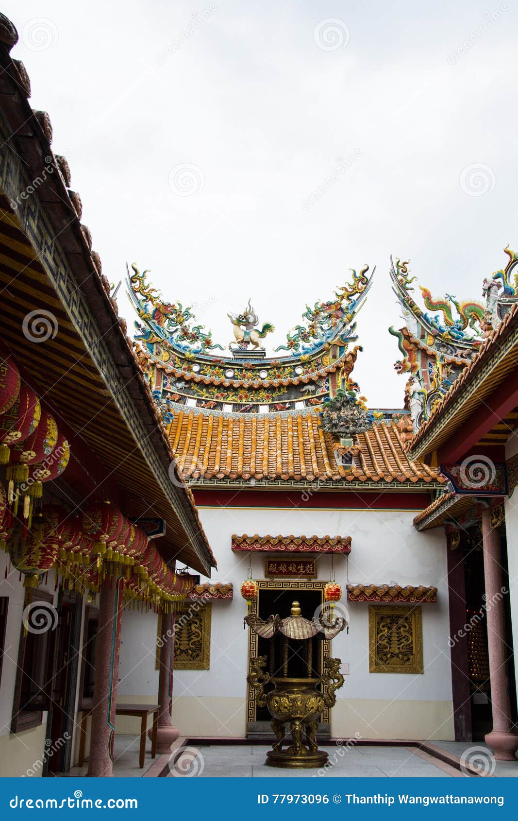 Inside of Chinese temple stock photo. Image of traditional - 77973096