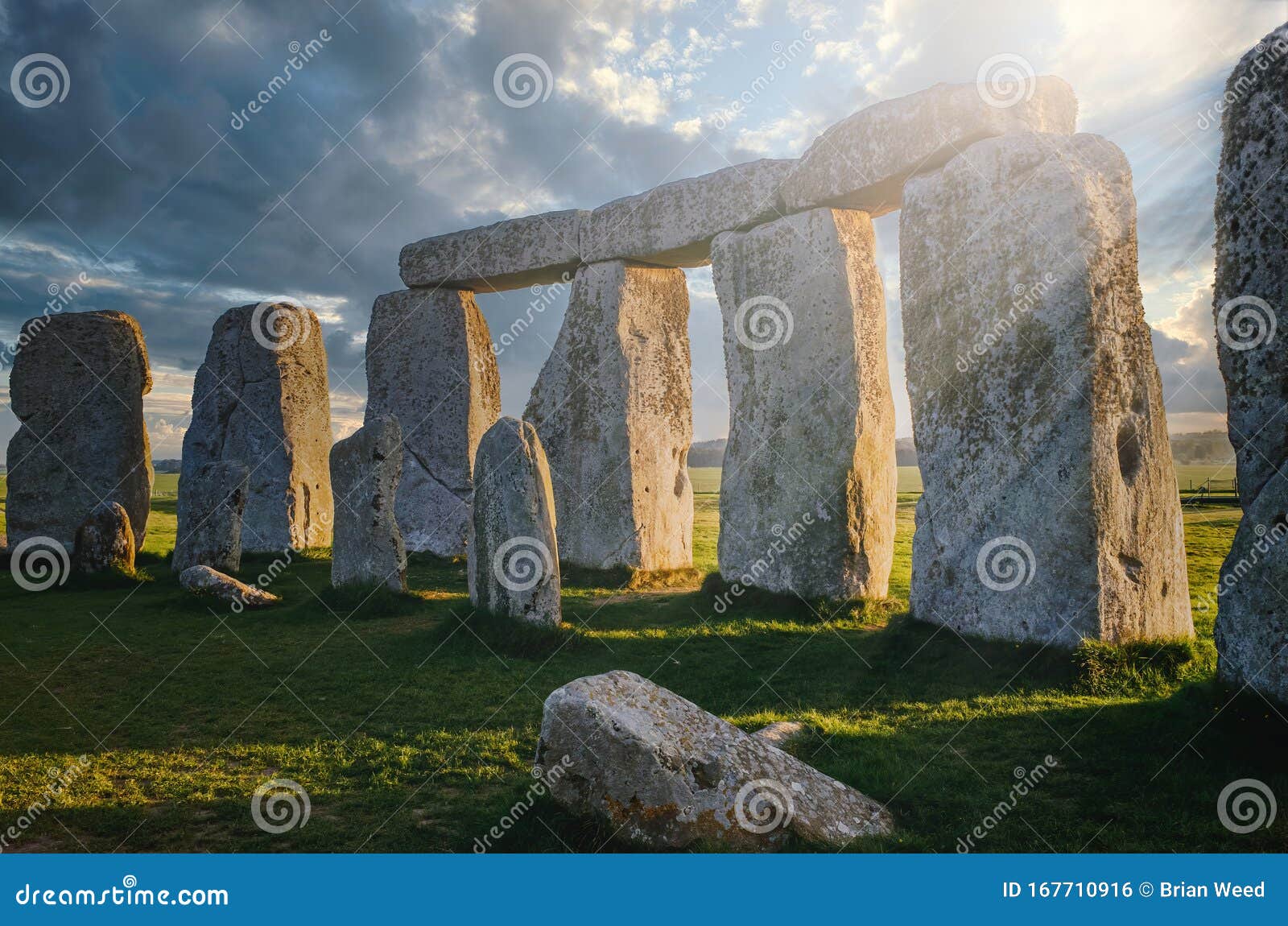 Inside the Circle of Stones at Stonehenge with the Morning Sun Casting ...