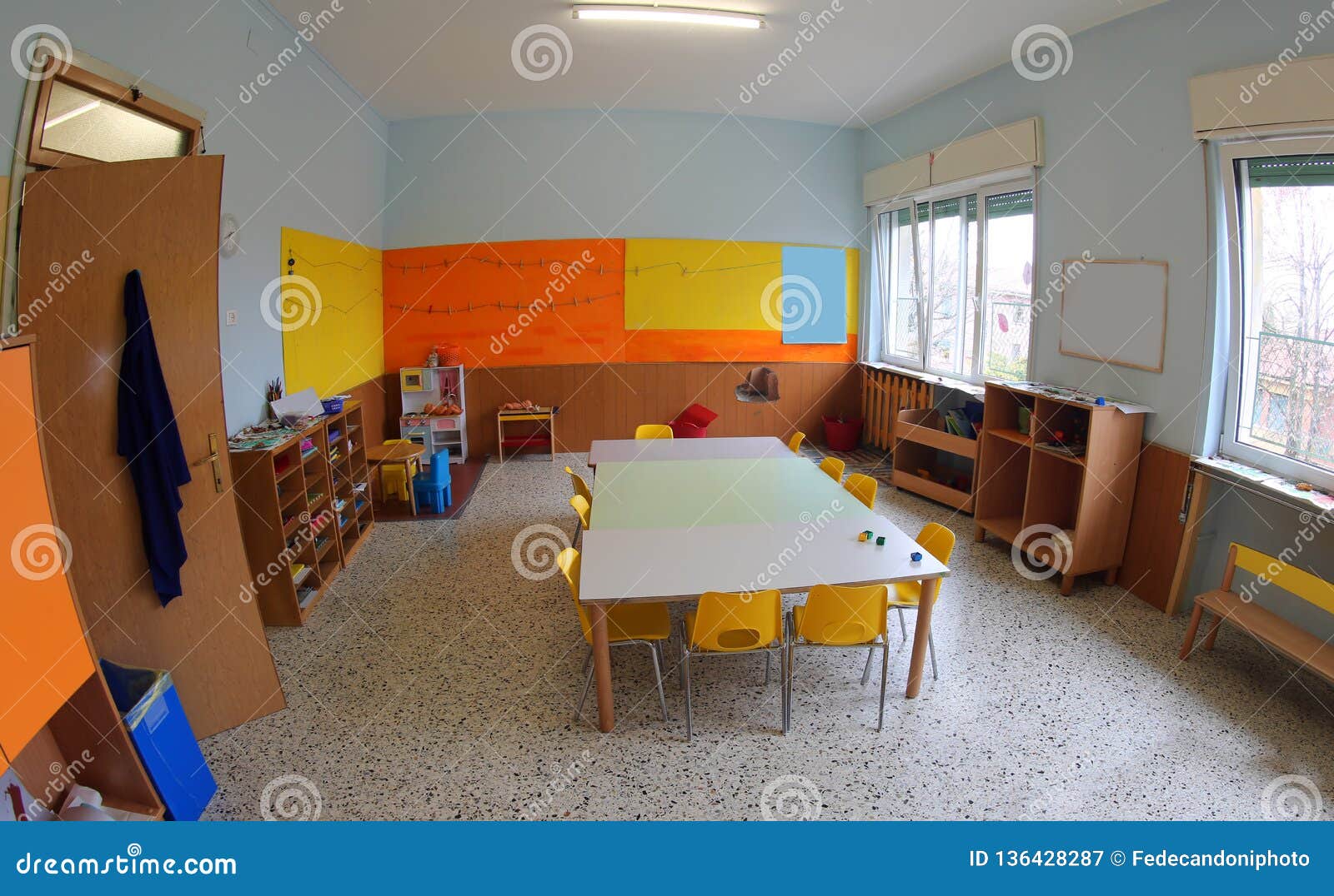 Inside a Class of a Kindergarten with Small Chairs Stock Image - Image ...