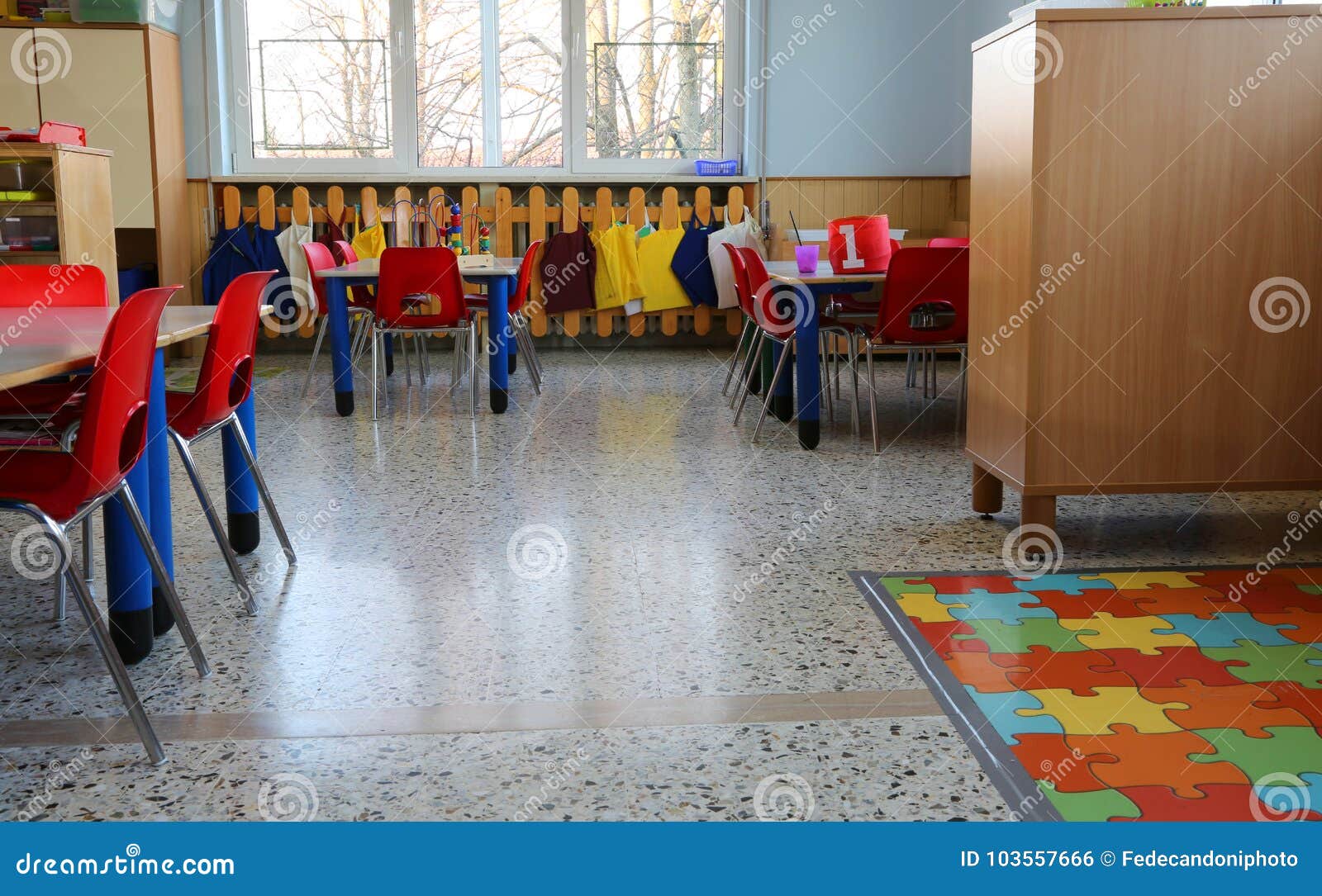 Inside of a Classroom in Kindergarten with Small Chairs Stock Photo ...