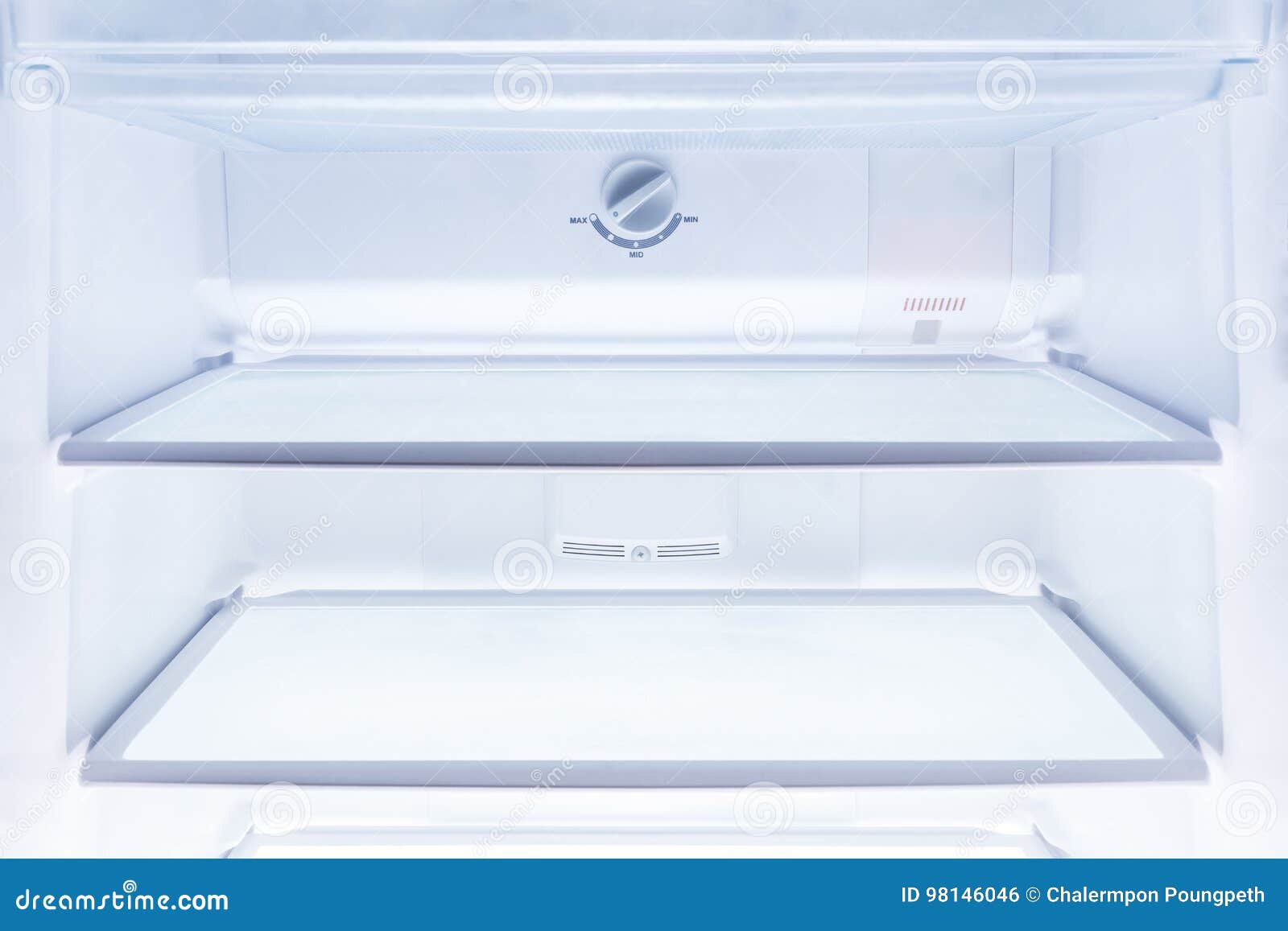 Inside of Clean and Empty Refrigerator with Shelves Stock Photo - Image ...