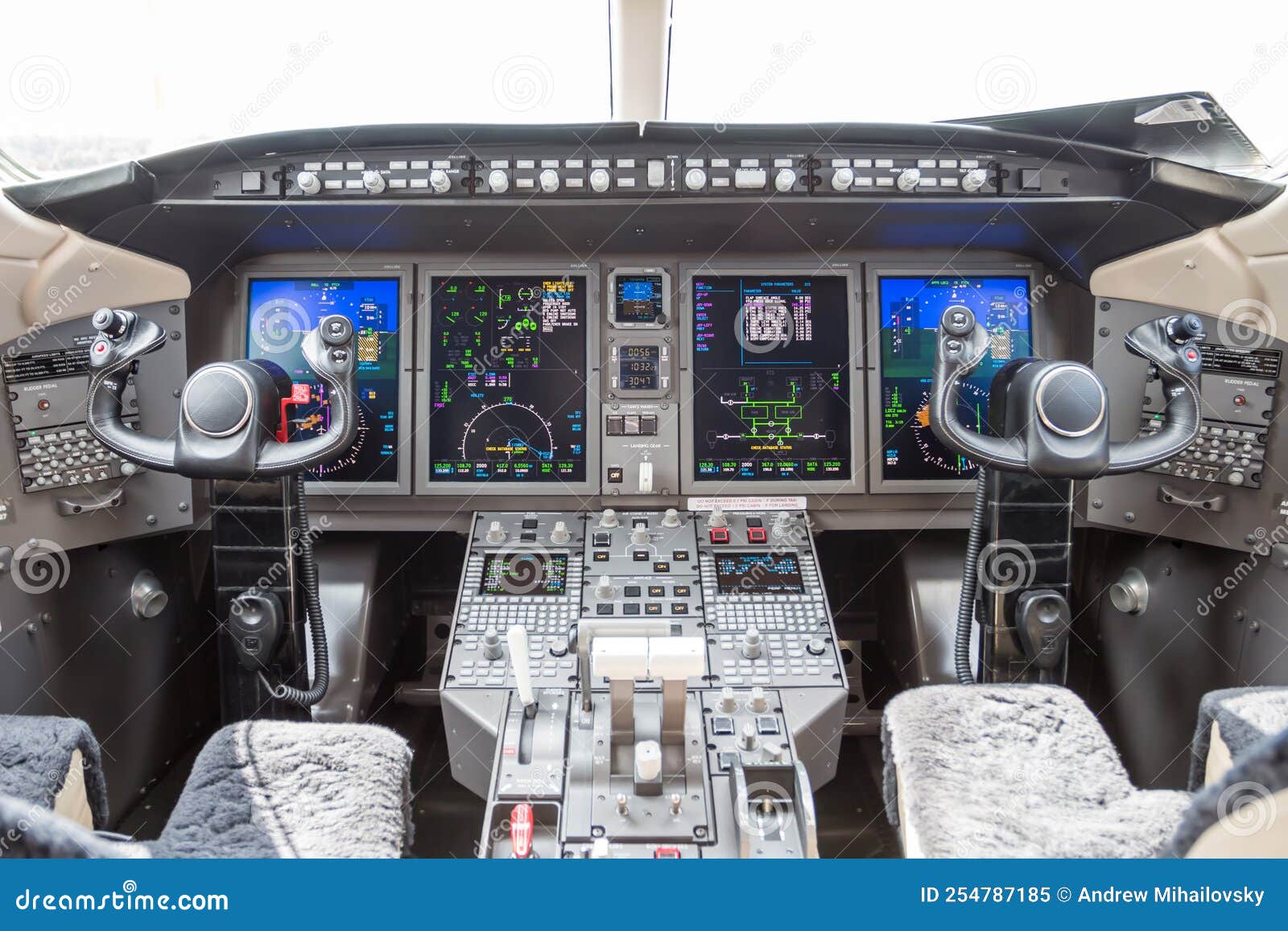 Inside the Cockpit of a Business Jet Stock Image - Image of screen ...