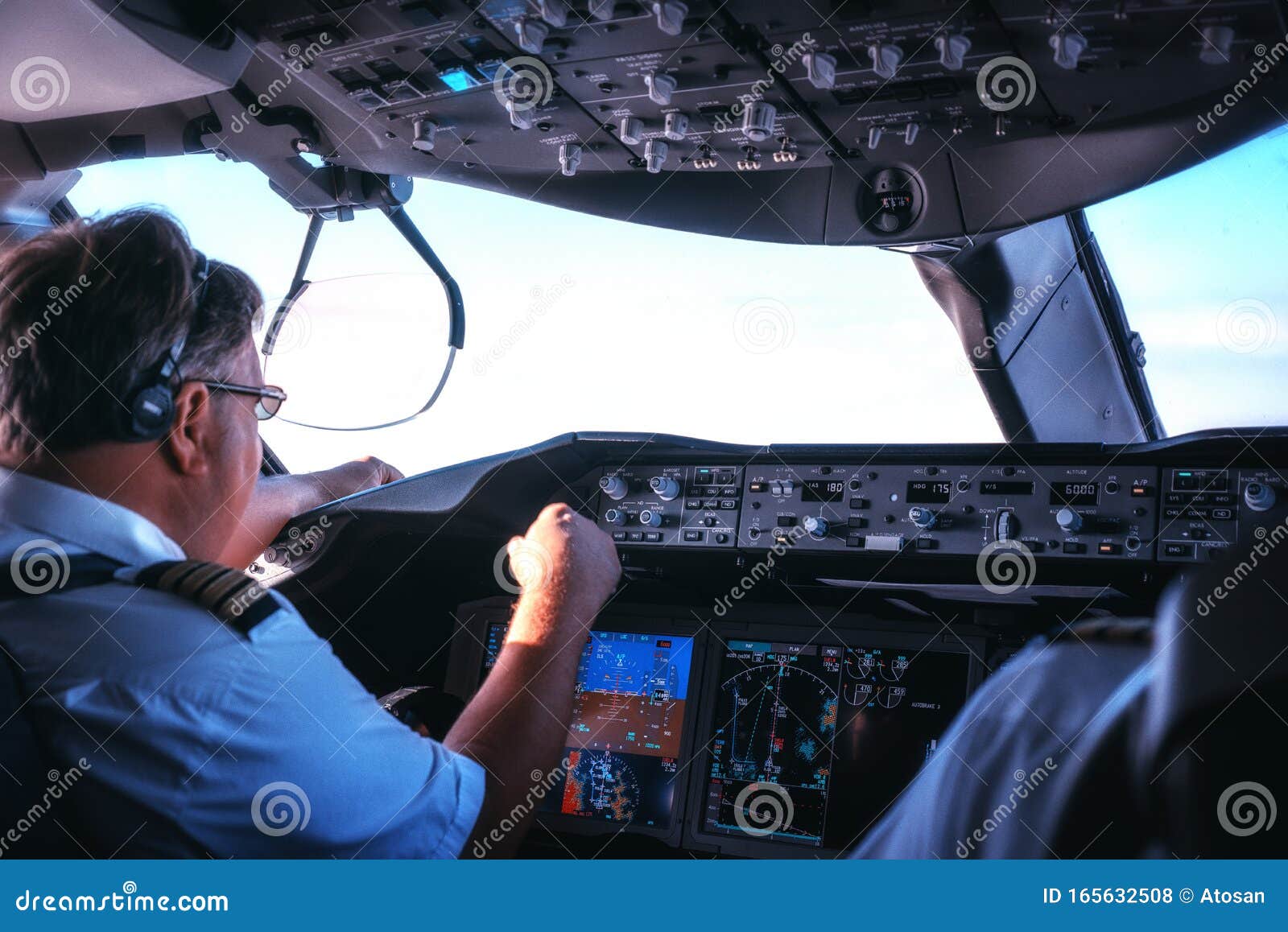 Inside Cockpit of Commercial Airplane Editorial Stock Photo - Image of ...
