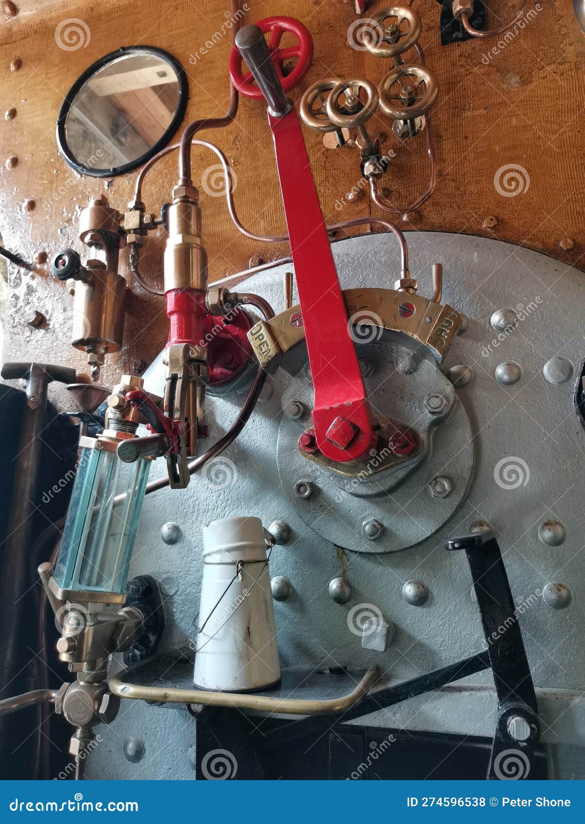 Inside the Cockpit and on the Plate of Steam Engine Stock Photo - Image ...