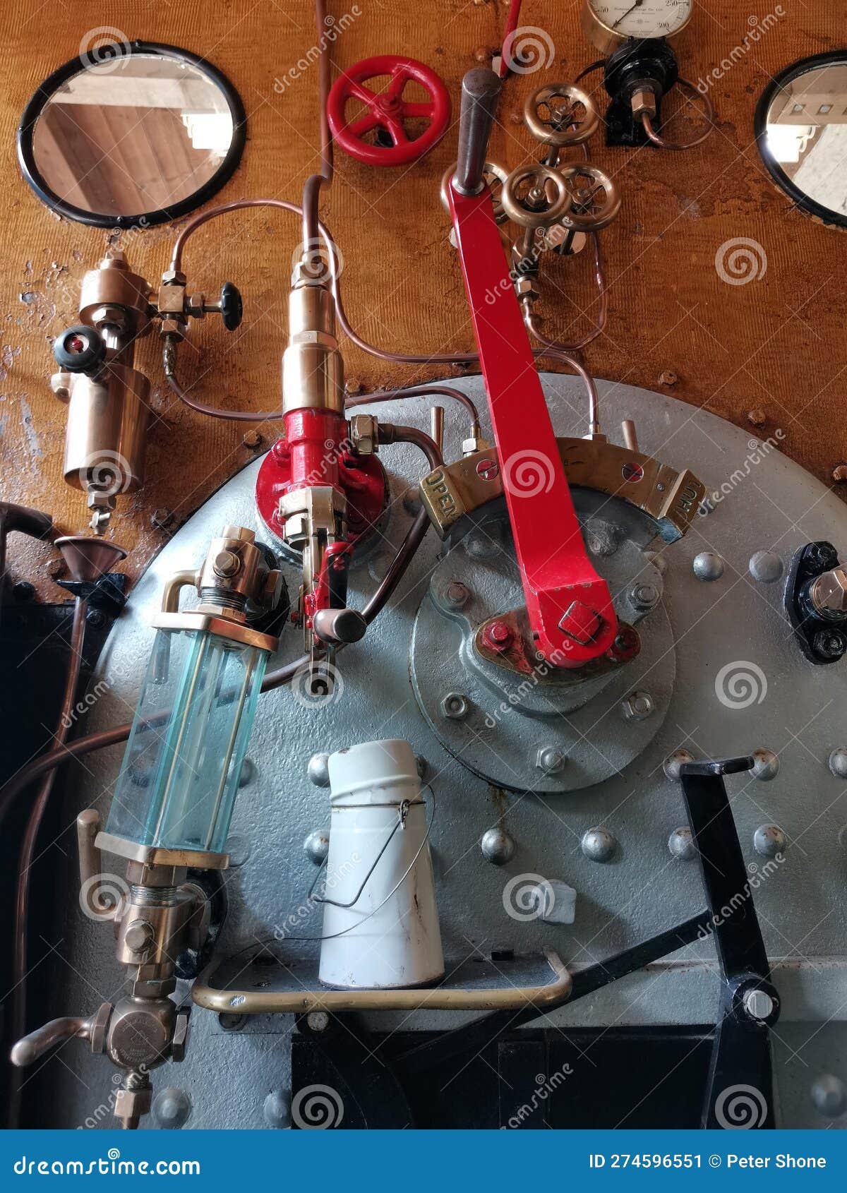 Inside the Cockpit and on the Plate of Steam Engine Stock Image - Image ...