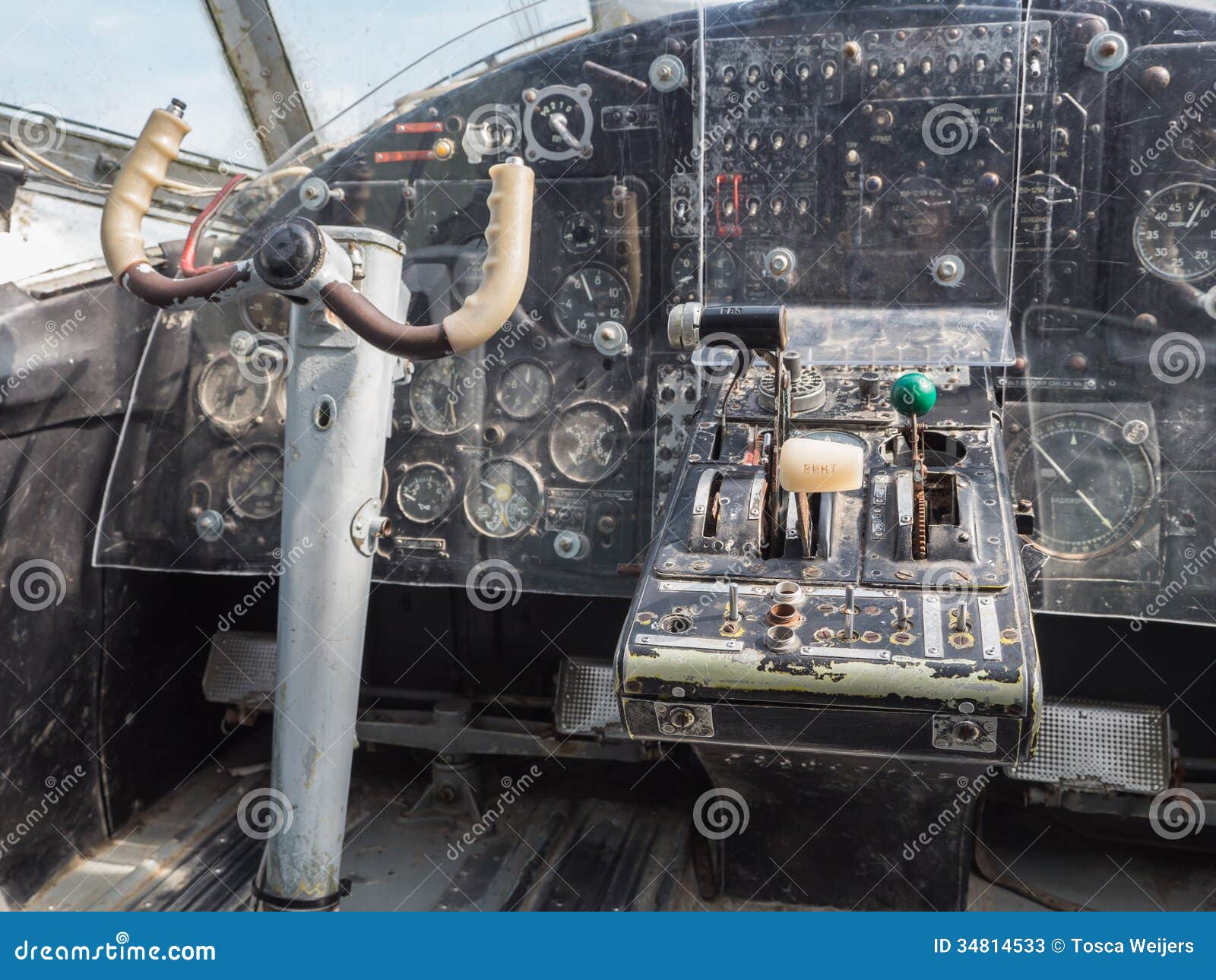 Inside the Cockpit of a Vintage Small Jet Plane Stock Image - Image of ...