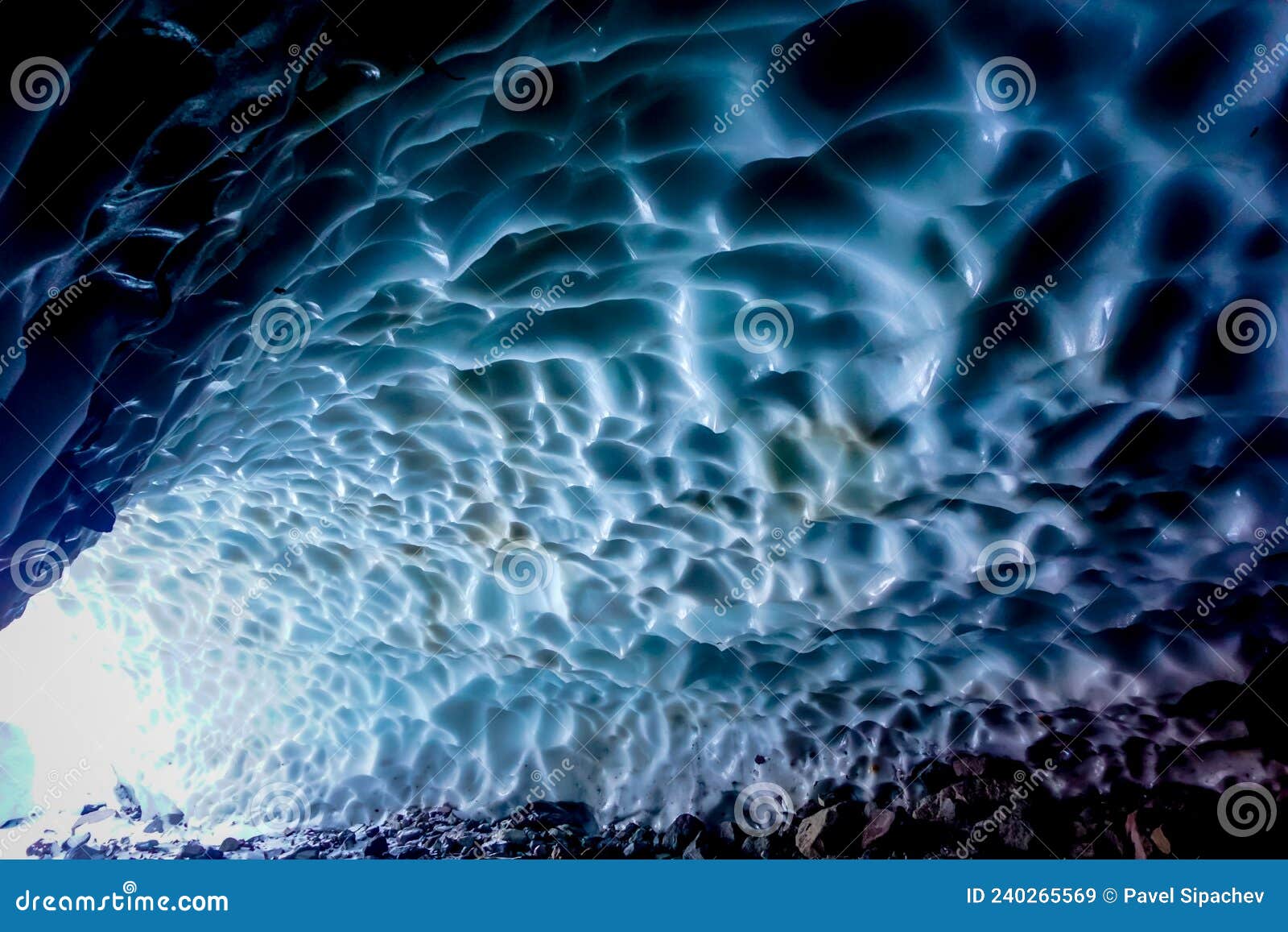 Inside a cold ice cave stock image. Image of season - 240265569