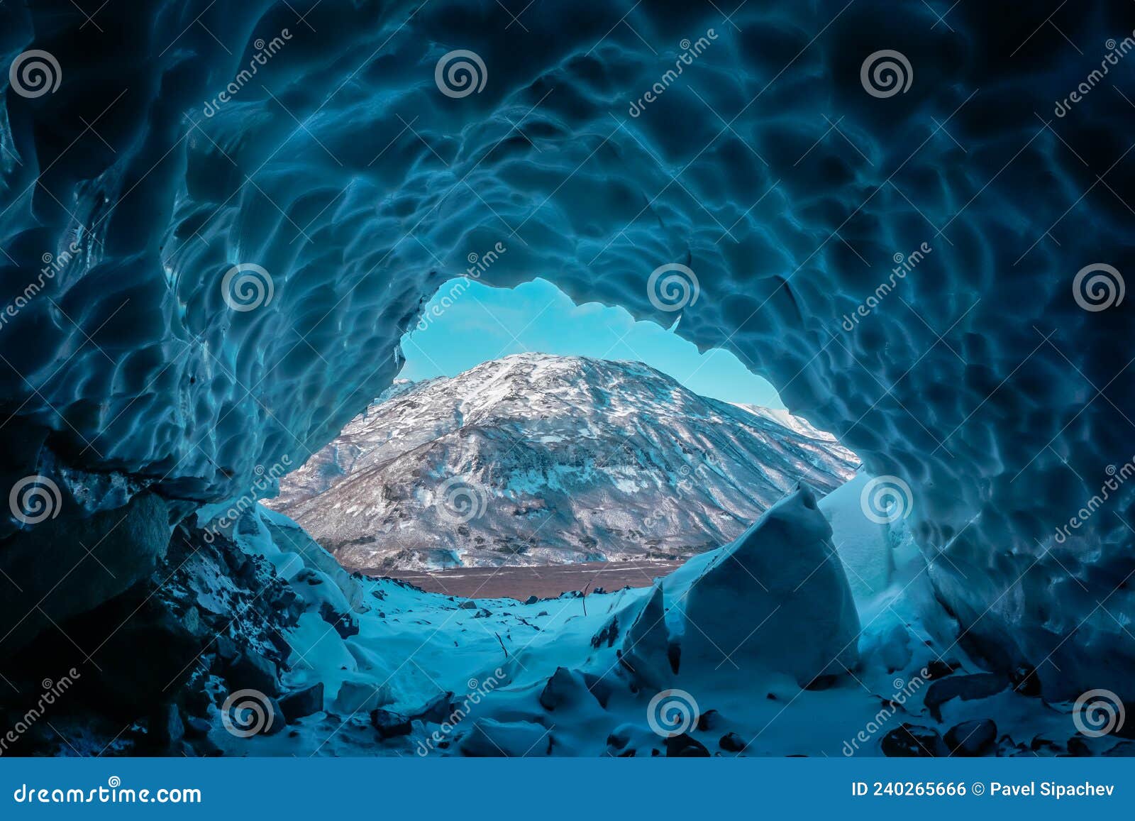 Inside a cold ice cave stock photo. Image of nature - 240265666