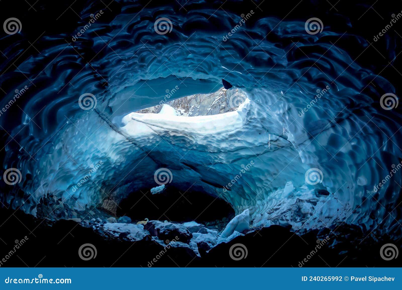 Inside a cold ice cave stock photo. Image of color, peninsula - 240265992