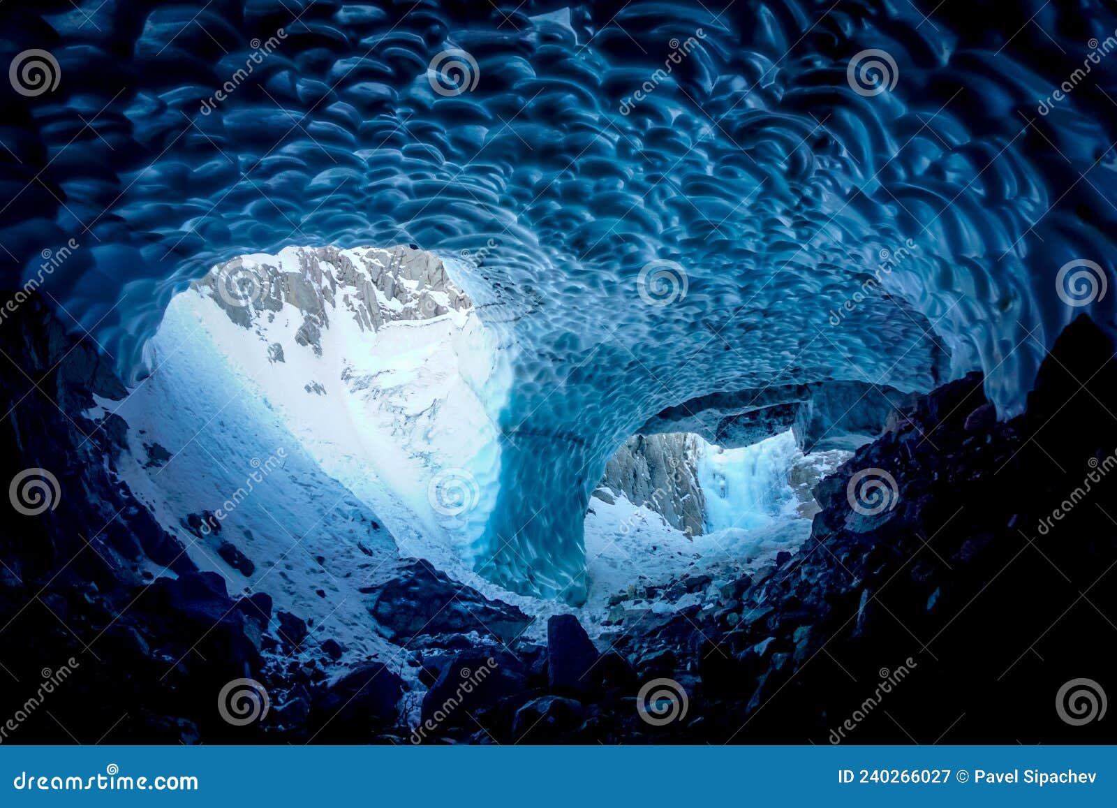 Inside a cold ice cave stock image. Image of frost, beauty - 240266027