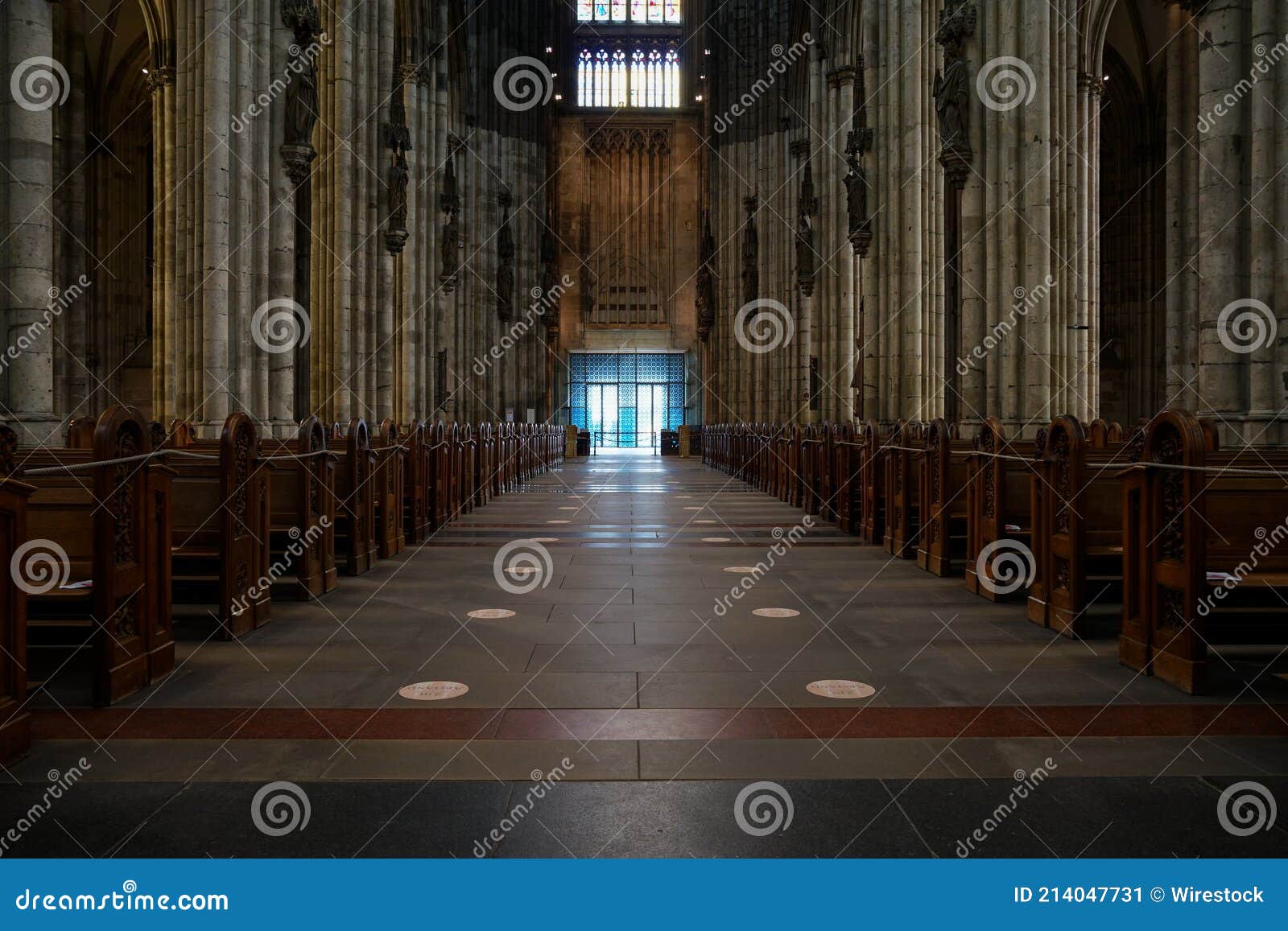 Inside the Cologne Cathedral with a View through the Central Aisle ...