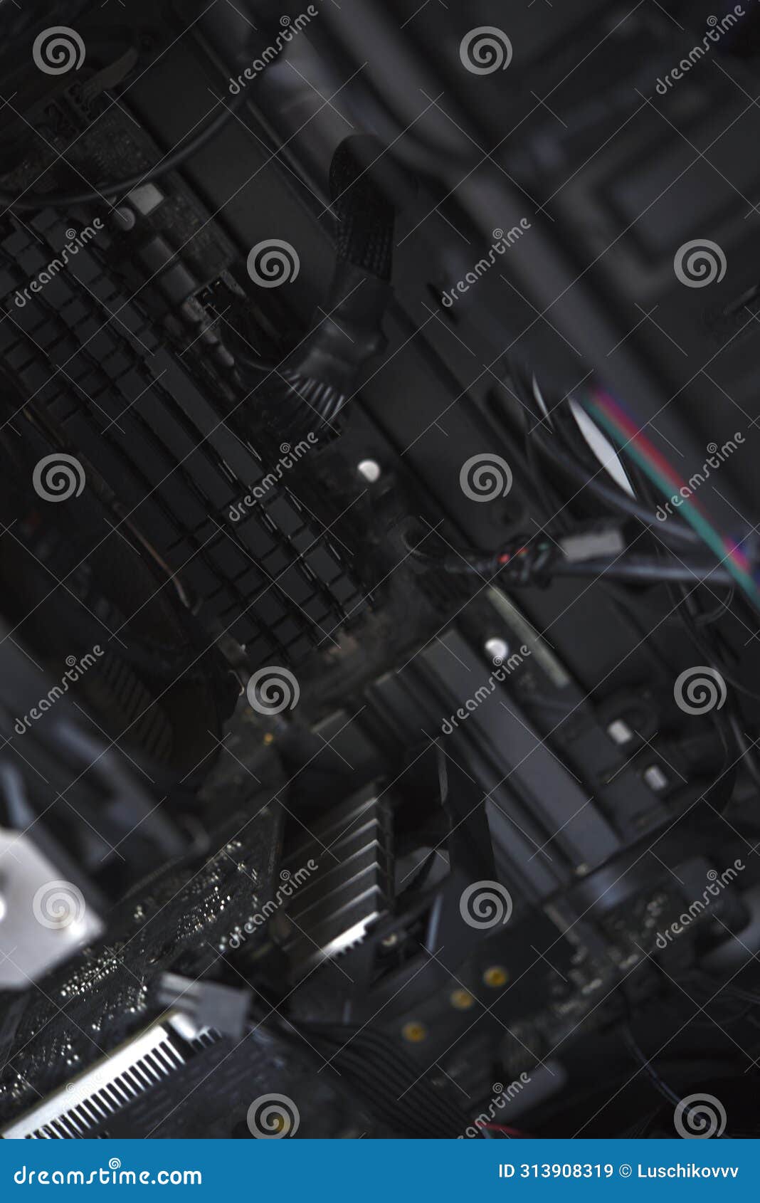 Inside the Computer Case. Processor Radiator and RAM Stock Image ...