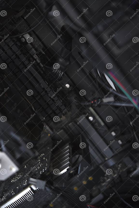 Inside the Computer Case. Processor Radiator and RAM Stock Image ...