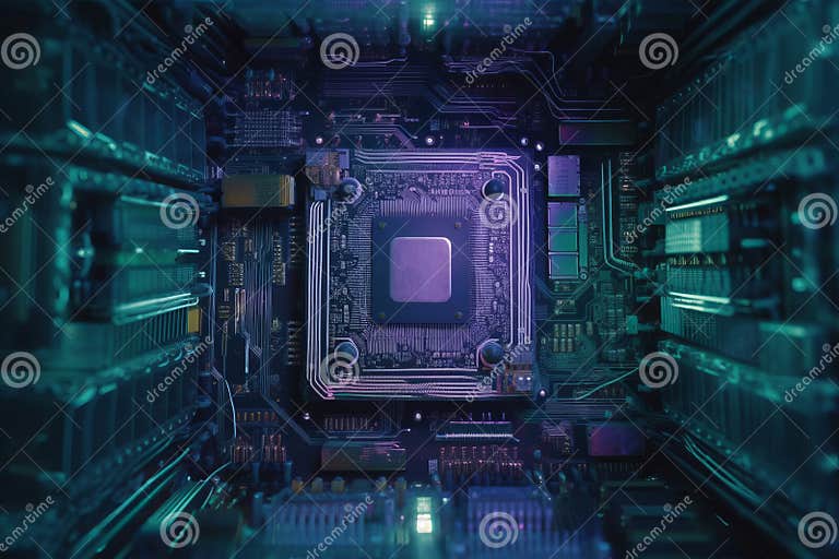 Inside Computer Chip Digital. Generate Ai Stock Illustration ...