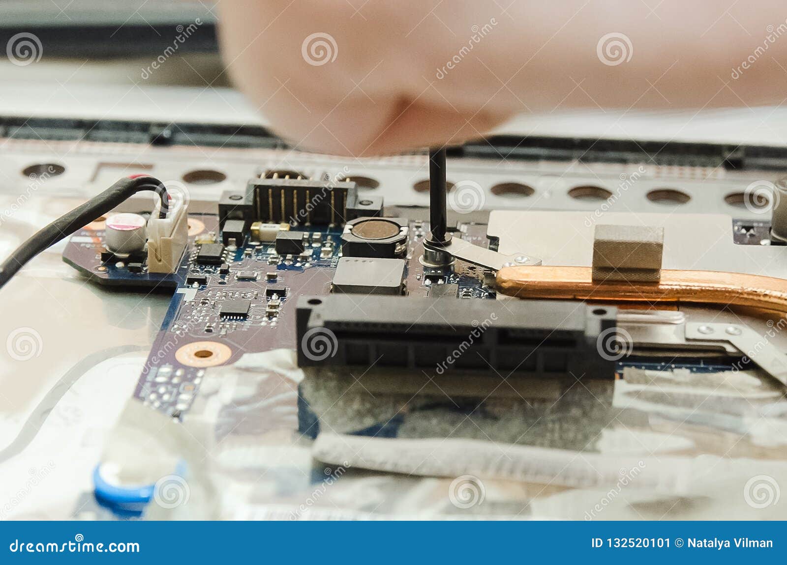 Inside the Computer. Electronic Components of Laptop Stock Image ...