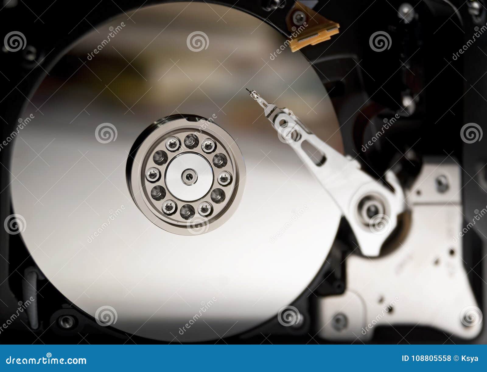 Inside of Computer Hard Drive Stock Photo - Image of metallic, element ...