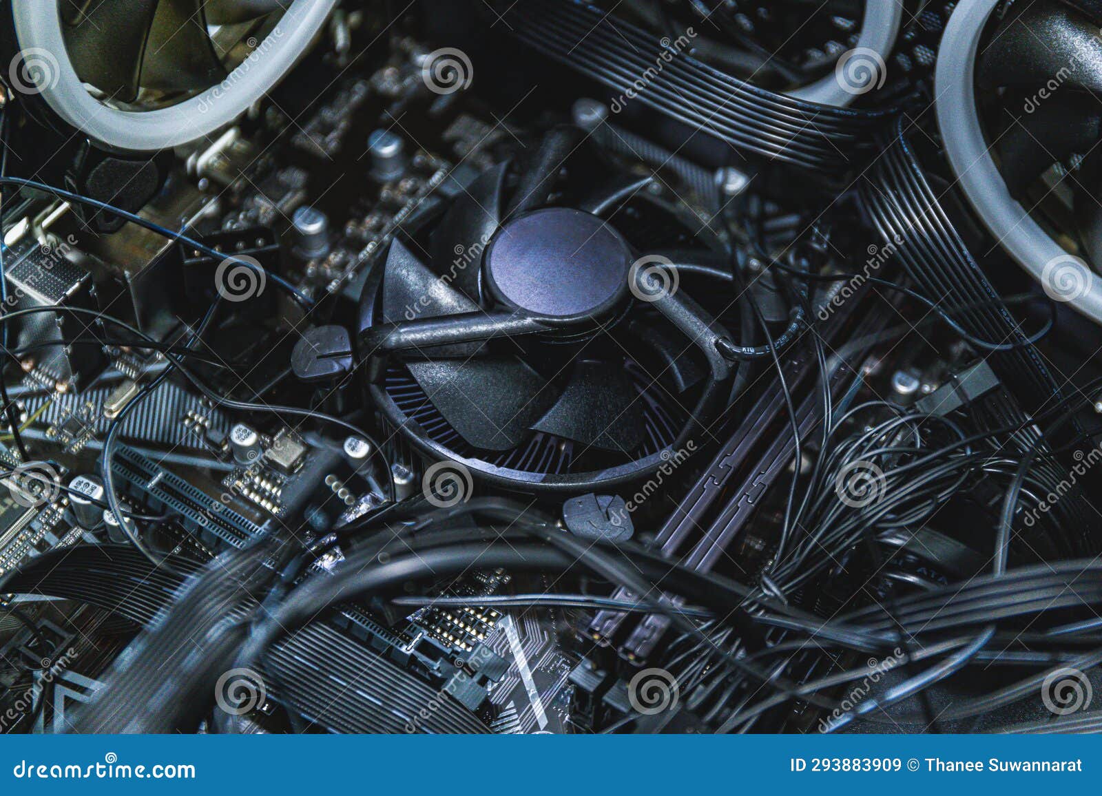 Inside Computer Motherboard with Wires, Stock Image - Image of digital ...