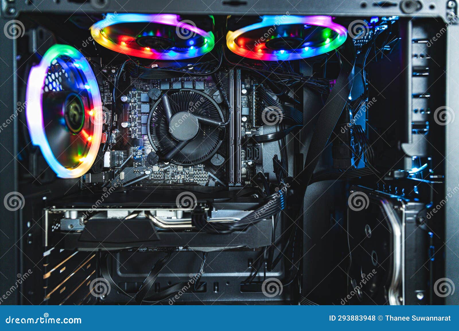 Inside Computer Motherboard with Wires, Stock Photo - Image of bumper ...