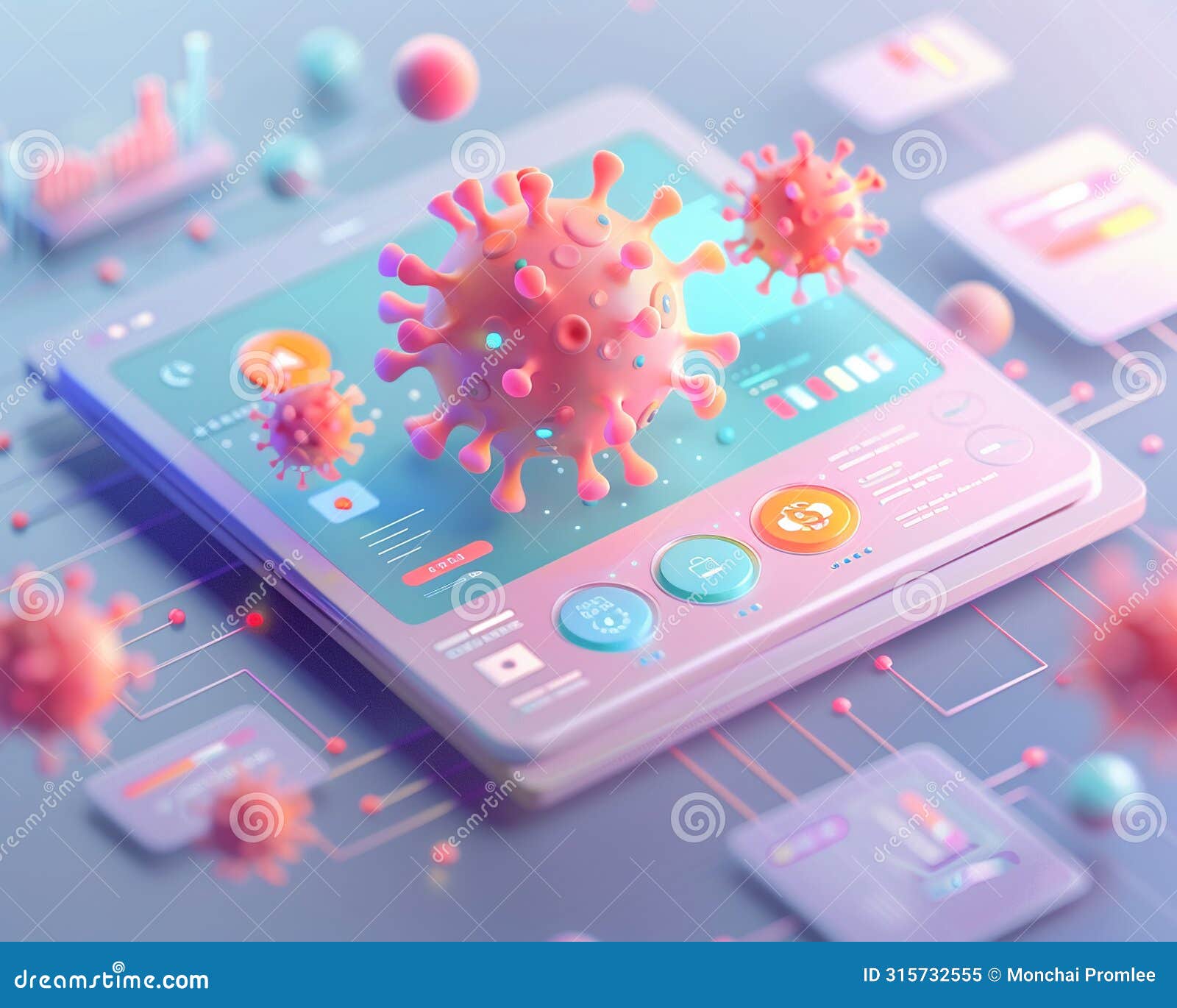 Inside A Computer's Circuitry, A Visual Representation Of A Virus And ...