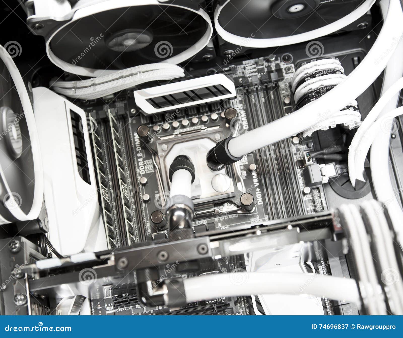 Inside Computer Motherboard With Wires, Royalty-Free Stock Photo ...