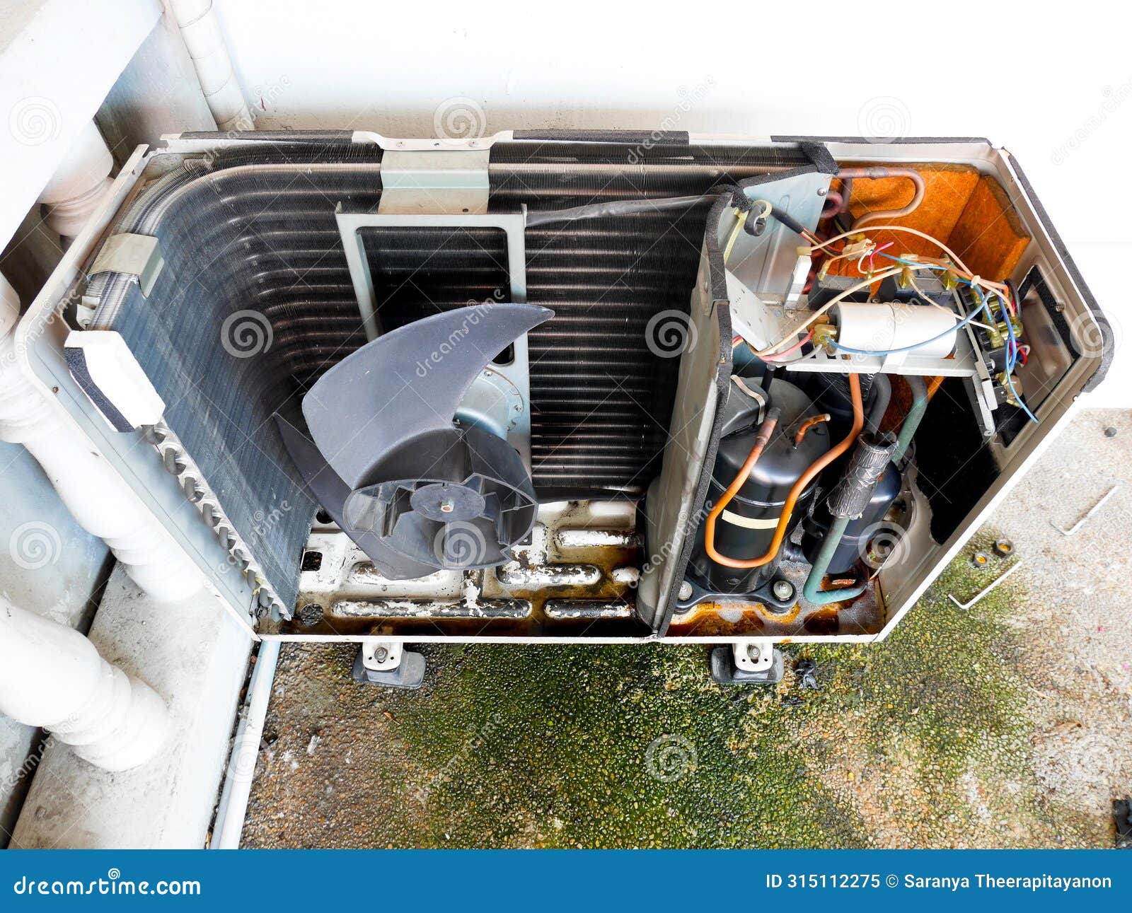 Inside condenser unit stock image. Image of temperature - 315112275