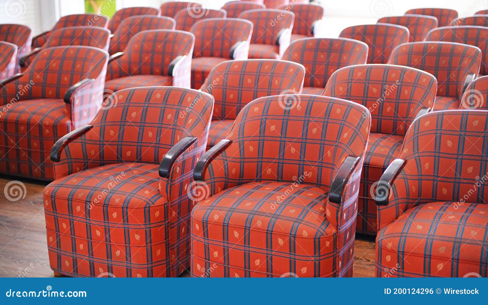 Inside of a Conference Hall with Set-up Red Chairs Stock Photo - Image ...