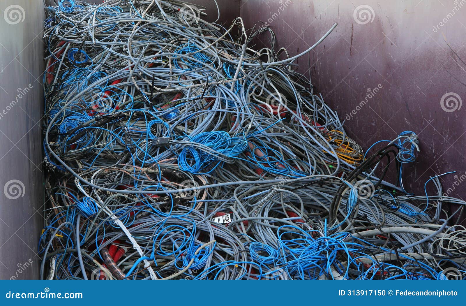 Inside a Container with Bundles of Old Copper and PVC Electrical Cables ...