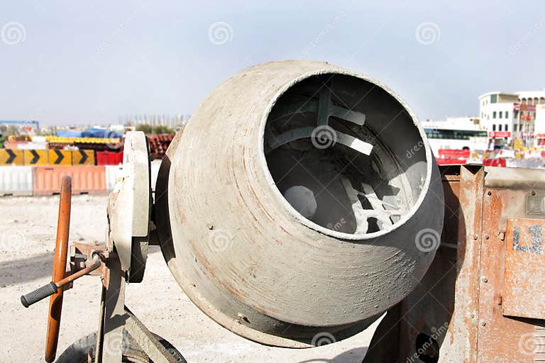Inside the Container of Portable Concrete Mixer Stock Image - Image of ...