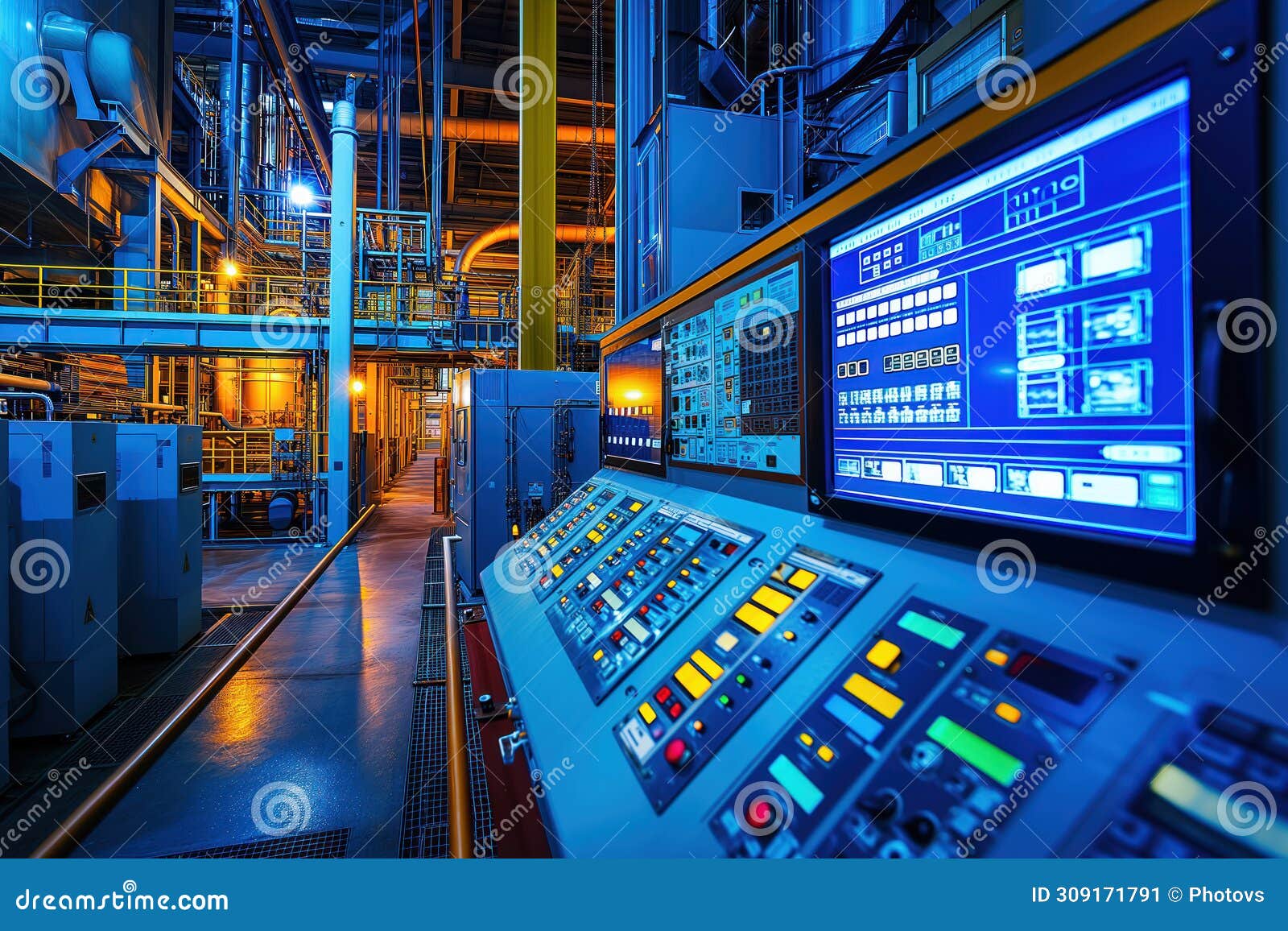 Inside Control System, a Technician Monitors Operator Room of an ...