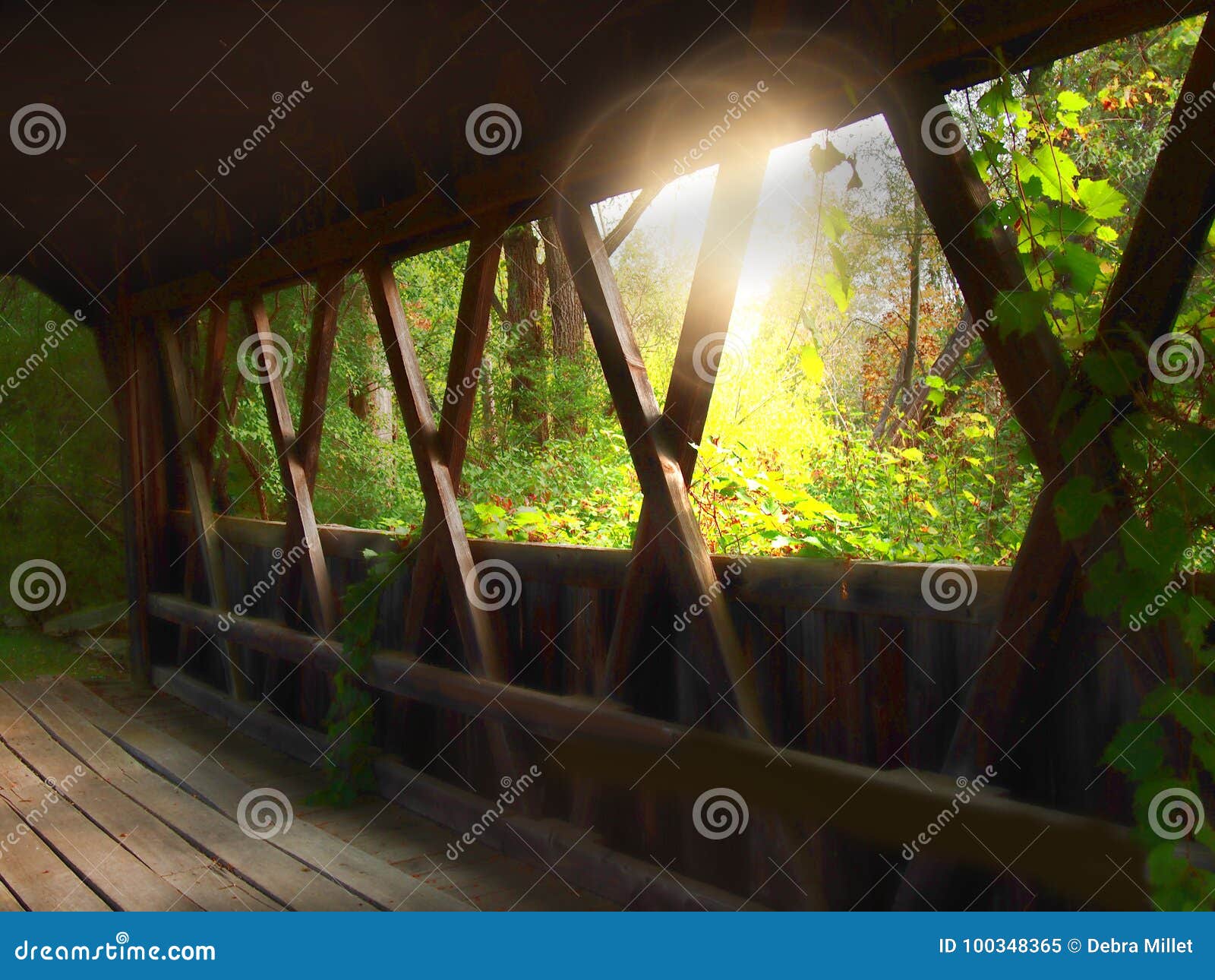 Inside a covered bridge stock image. Image of scene - 100348365