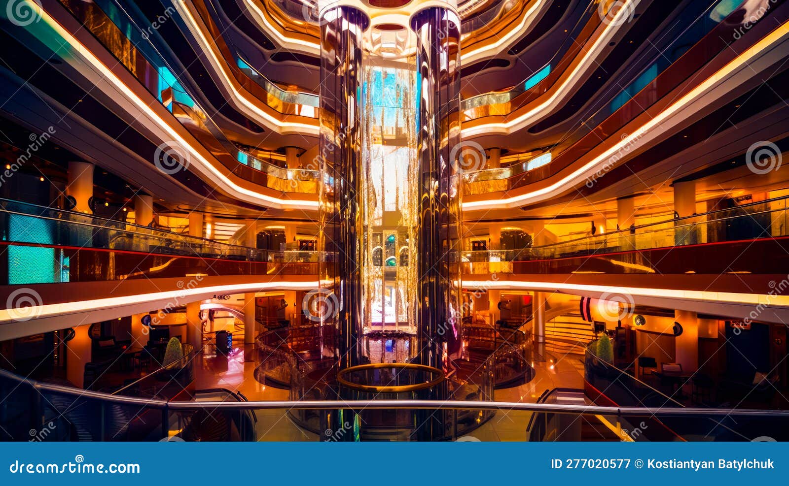 The Inside of Cruise Ship with Large Clock on it S Side. Generative AI ...