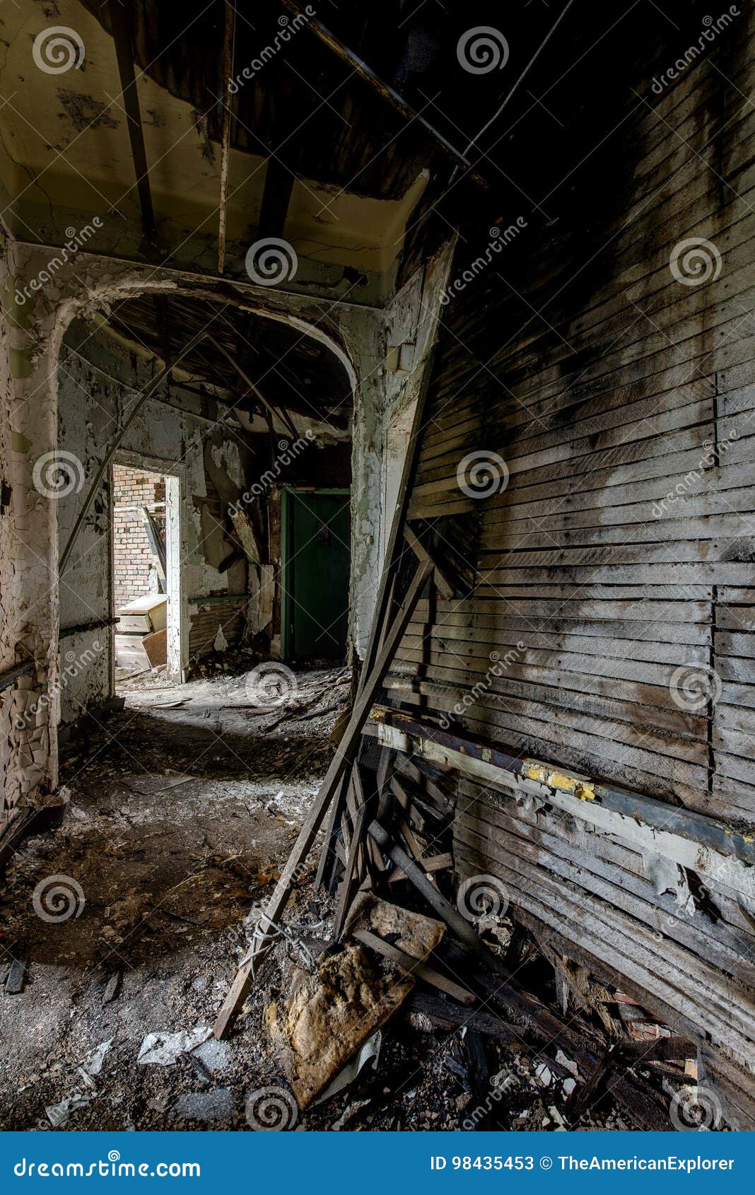 Collapsing Hallway - Abandoned Hospital & Nursing Home Stock Image ...