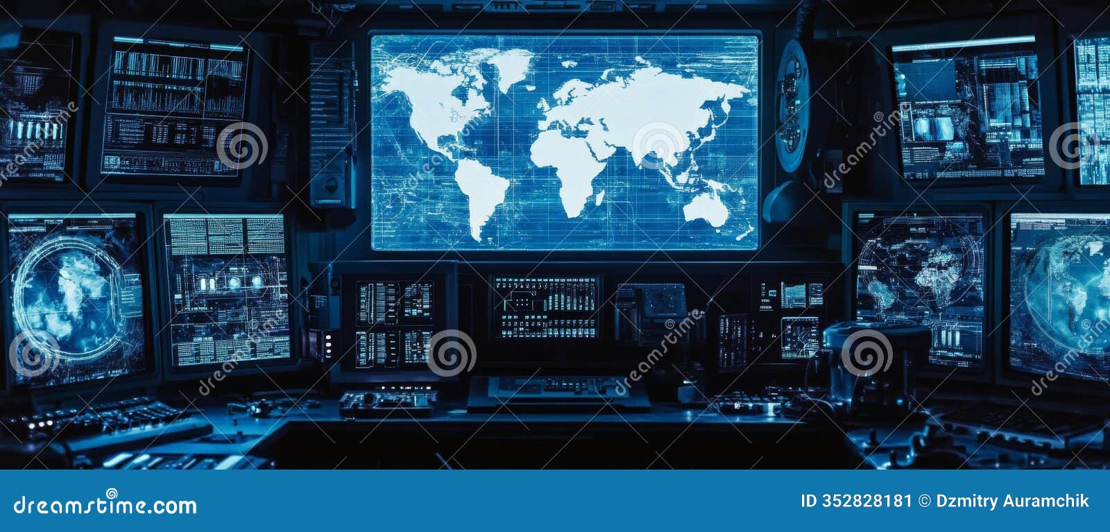 The Inside of a Cutting-edge Command Center, Featuring Digital Dashboards and Screens ...