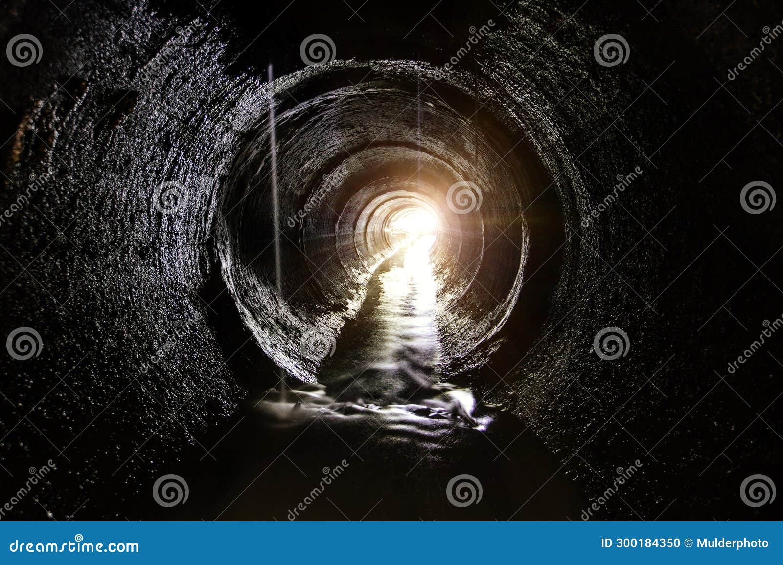 Inside Dark Round Underground Sewer Tunnel Stock Photo - Image of flow ...